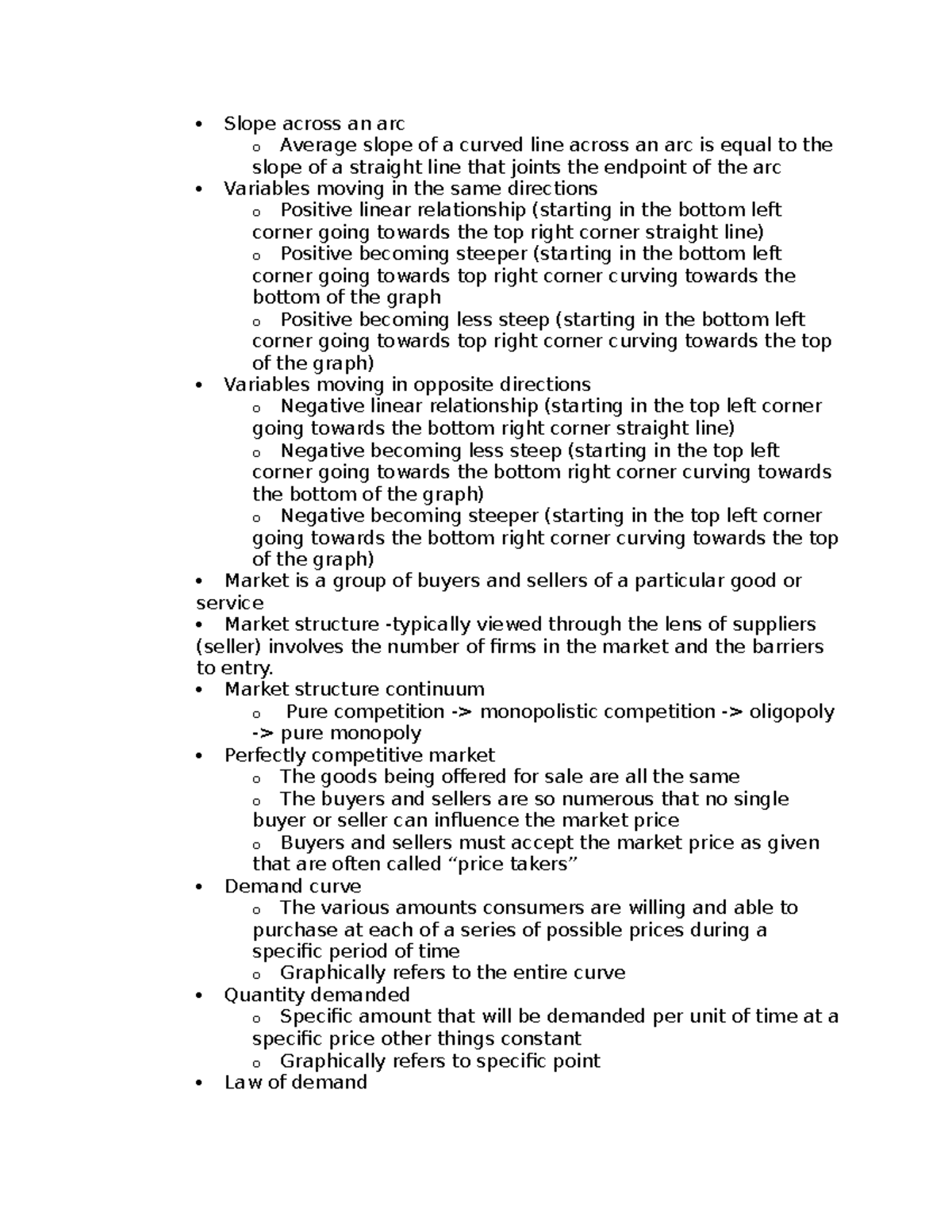 Econ part 2 - Econ 111 lecture note summary - Slope across an arc o ...