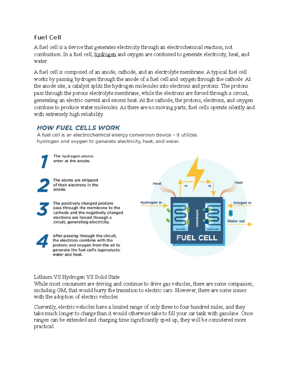 Chem notes - chemistry for engineers - Fuel Cell A fuel cell is a ...