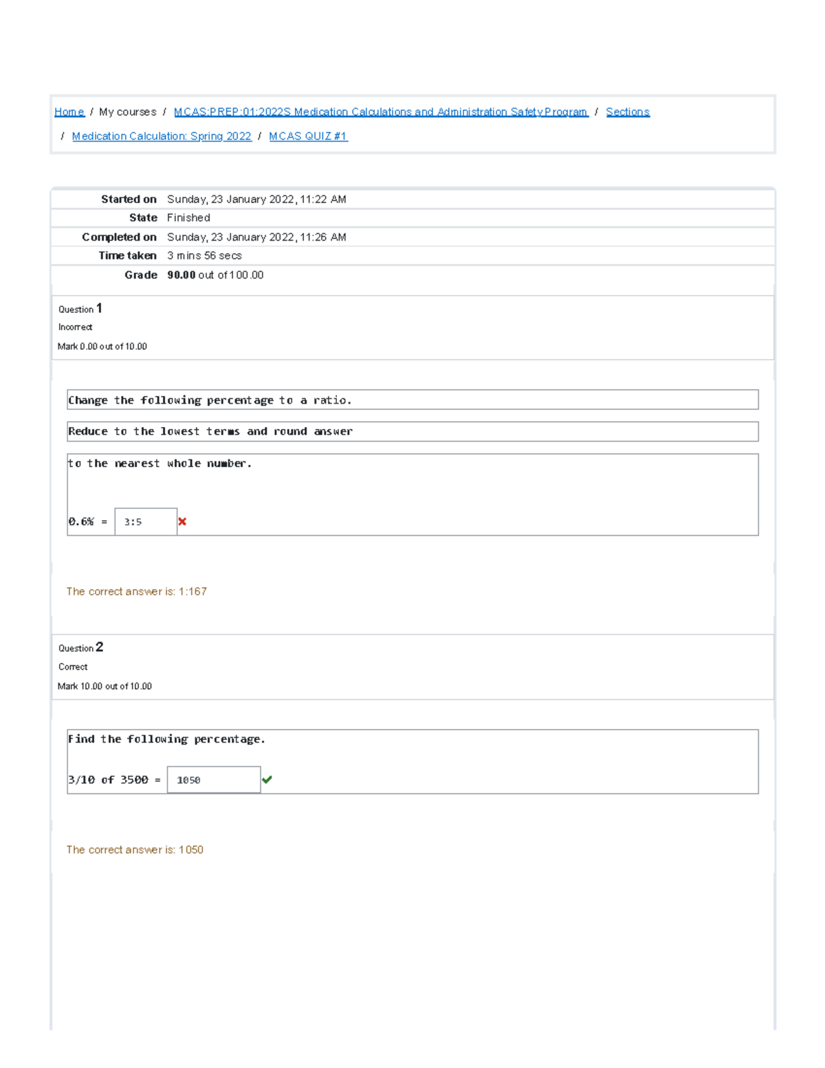 MCAS QUIZ #1 Attempt review - Home / My courses / MCAS:PREP:01:2022S ...