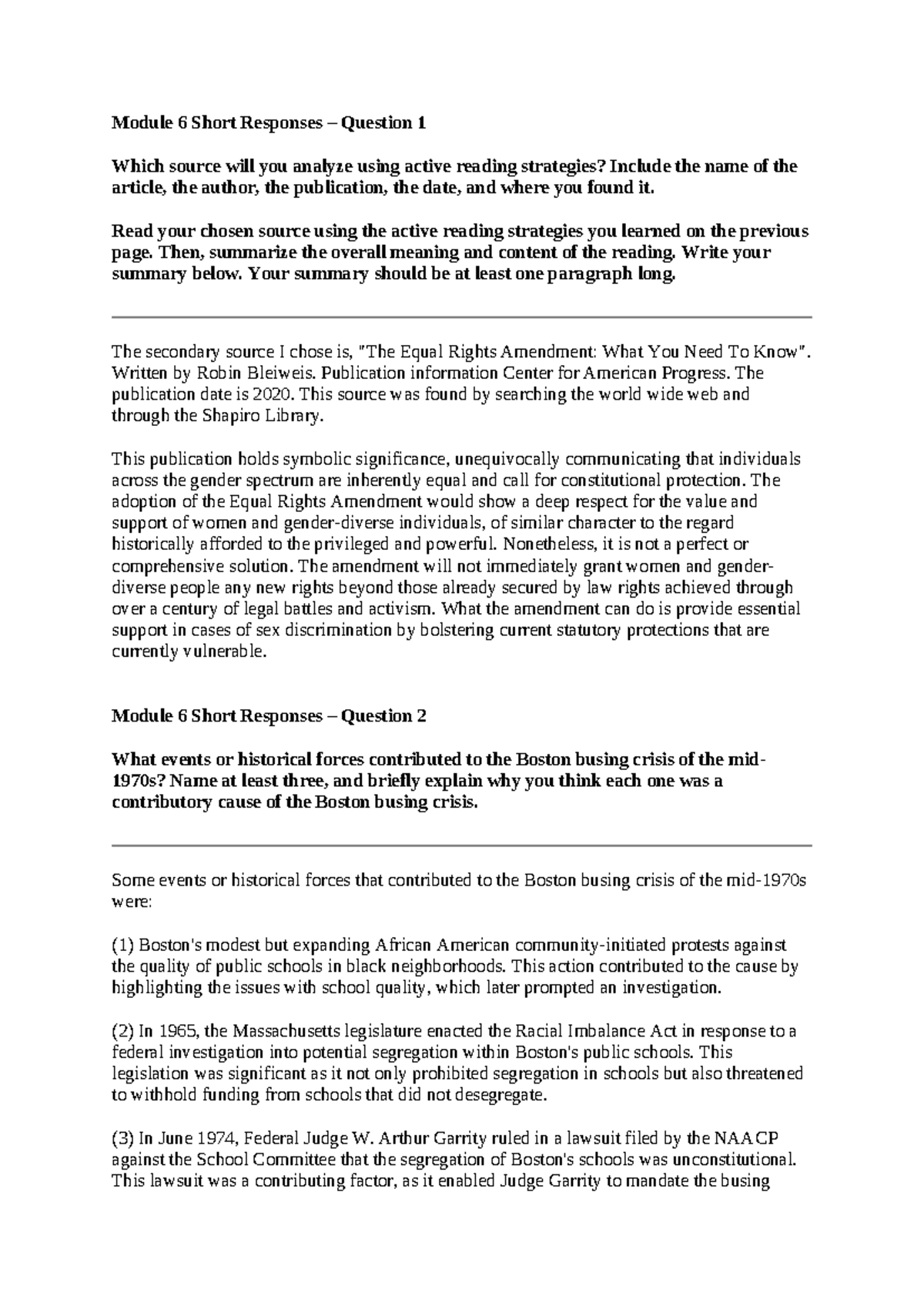 6-2 Module 6 Short Responses - Read your chosen source using the active ...