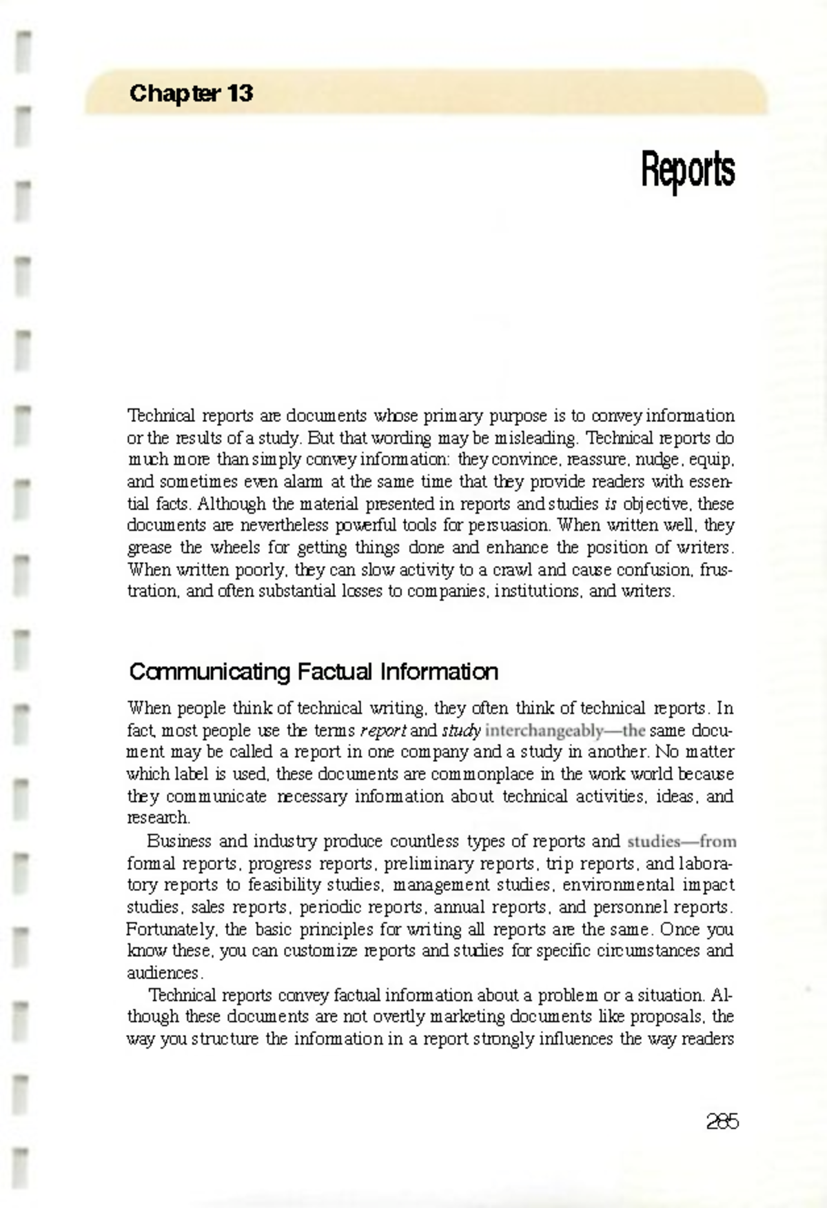 Writing Business Reports - Chapter 13 Reports Technical reports are documents whose primary ...