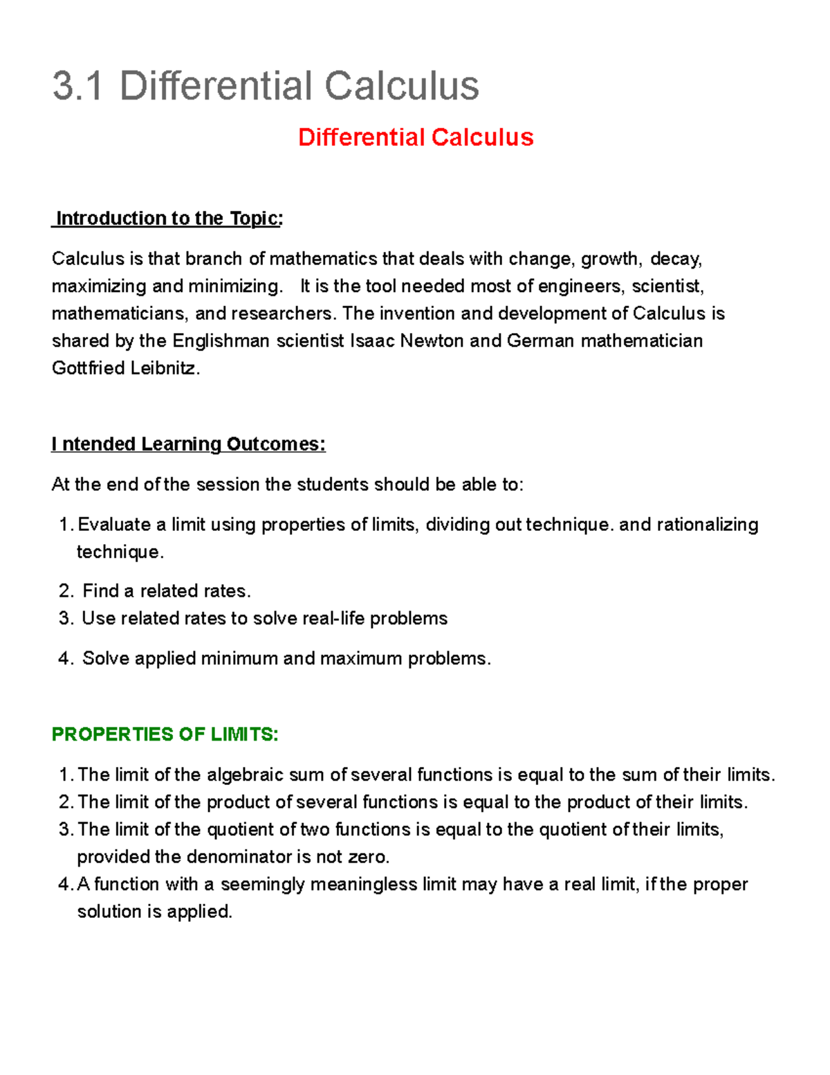Lesson 3 Integration Course 1 for CE - 3 Differential Calculus ...