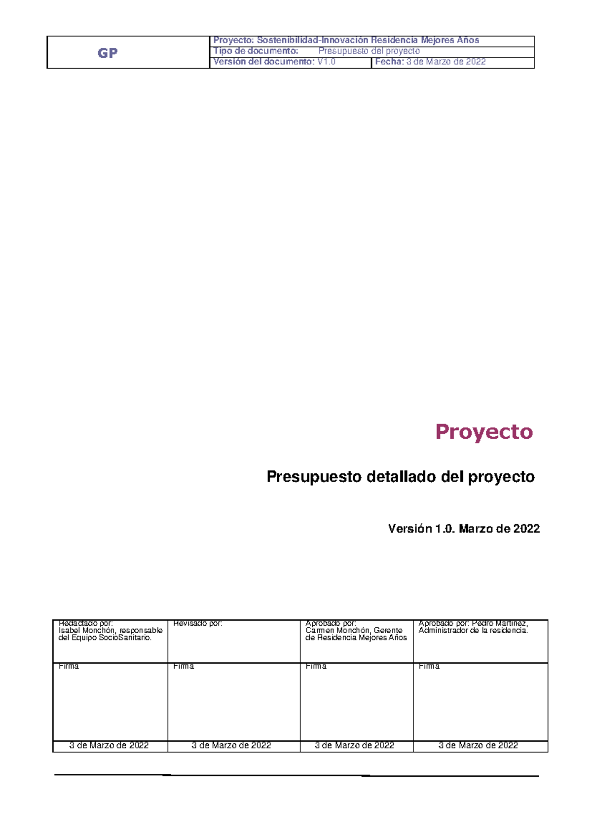 PR1_5 - Estimación de costes proyecto Sost-In RMA - GP Tipo de ...