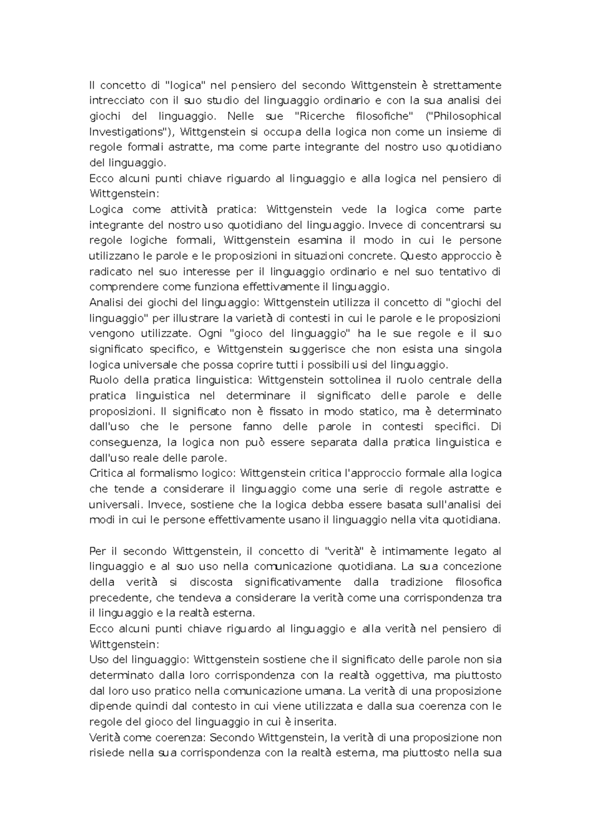 Wittgetein - Nelle sue "Ricerche filosofiche" ("Philosophical ...