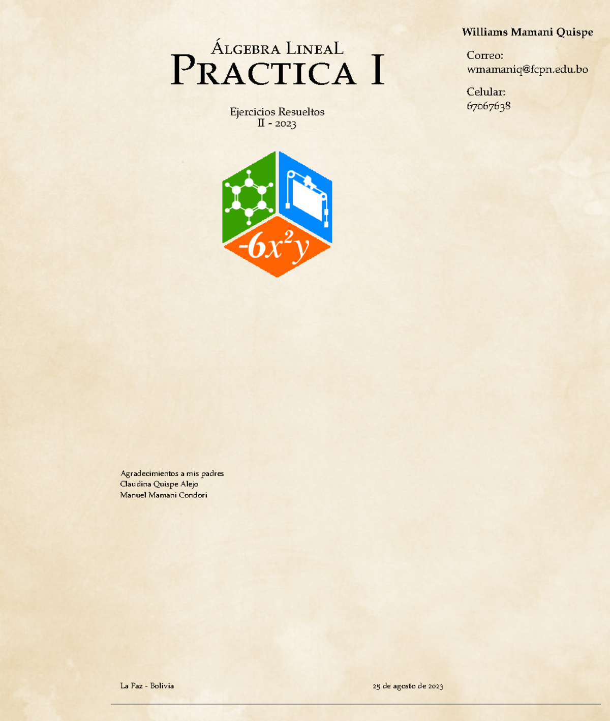 W Prac 1-Alg Lin - practica de algebra lineal de la universidad UMSA contando con mas de 50 ...