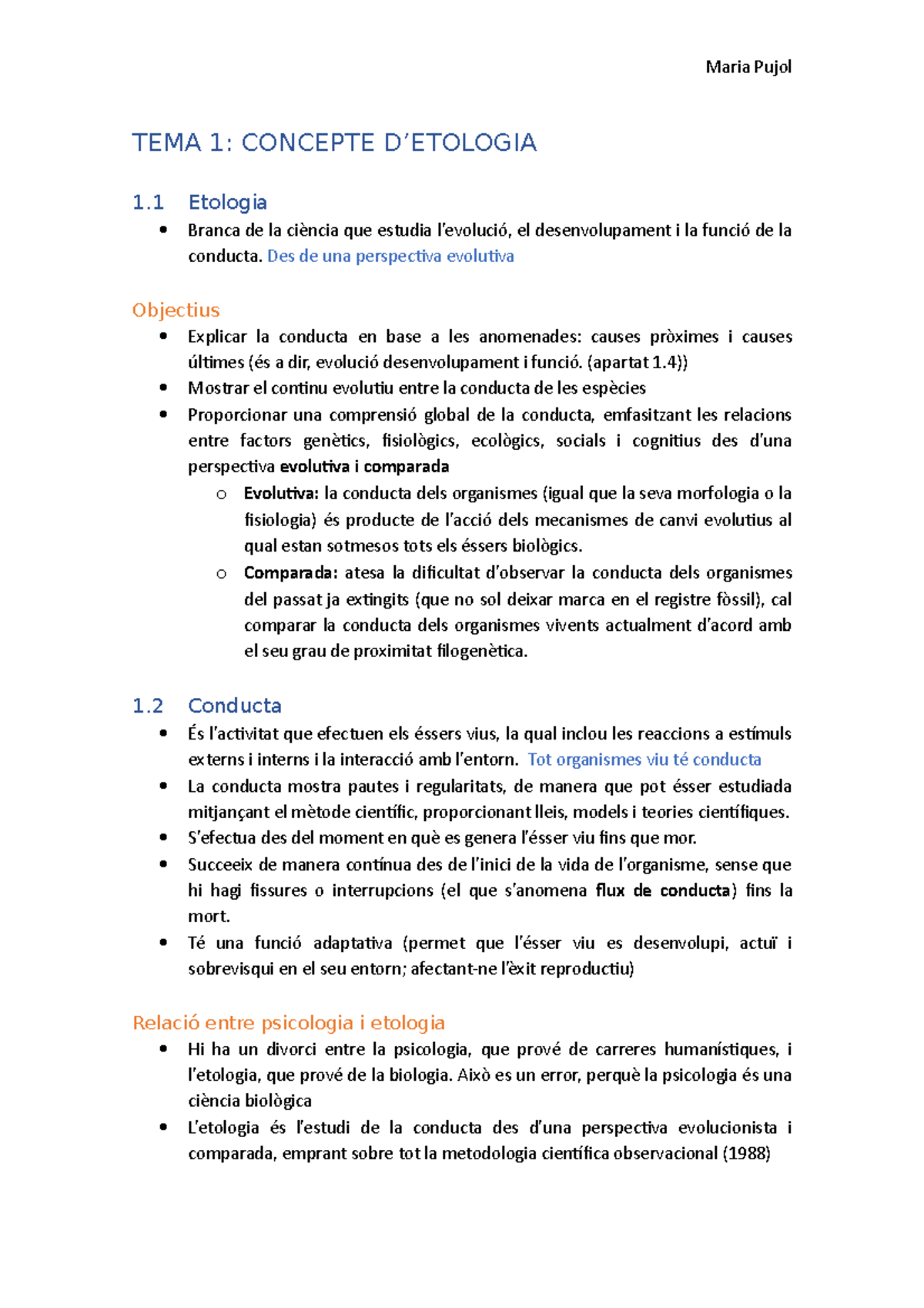 Tema 1 eto - dcdcqeq - TEMA 1: CONCEPTE D’ETOLOGIA 1 Etologia Branca de la ciència que estudia ...
