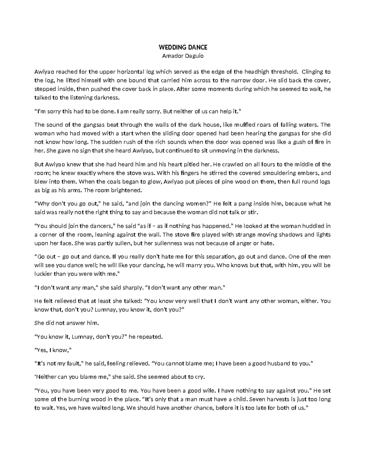 The Wedding Dance by Amador Daguio - WEDDING DANCE Amador Daguio Awiyao ...