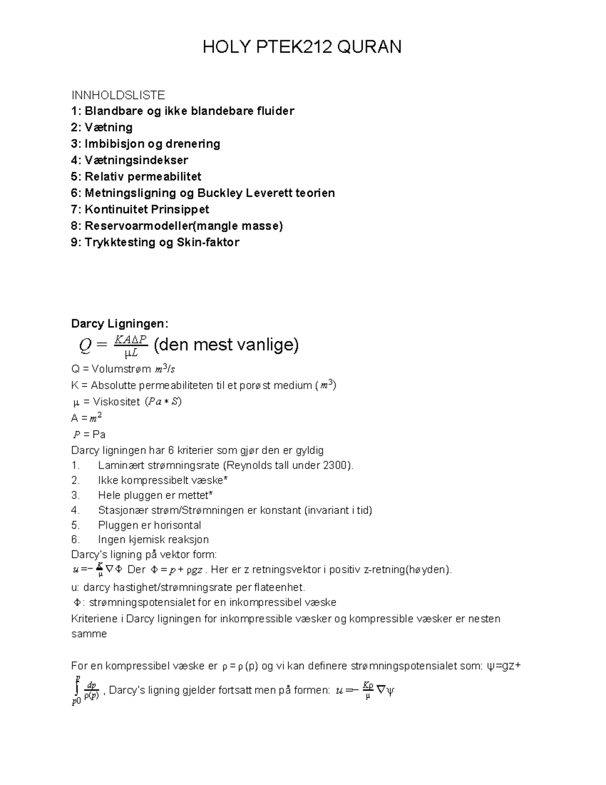 Kopi av HOLY Quran - Sammendrag av det meste til eksamen - INNHOLDSLISTE 1: Blandbare og ikke ...