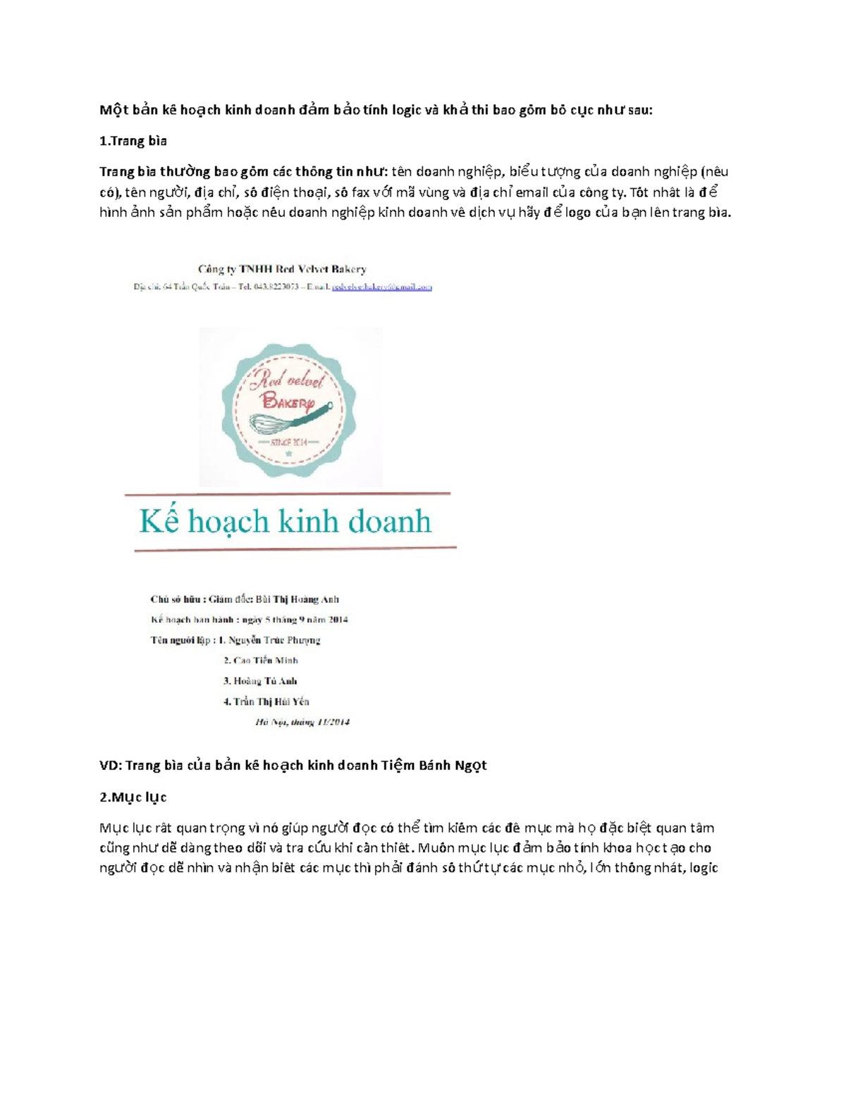 Bố cục của bản KHKD - nhận thức được vai trò của đạo đức kinh doanh ...