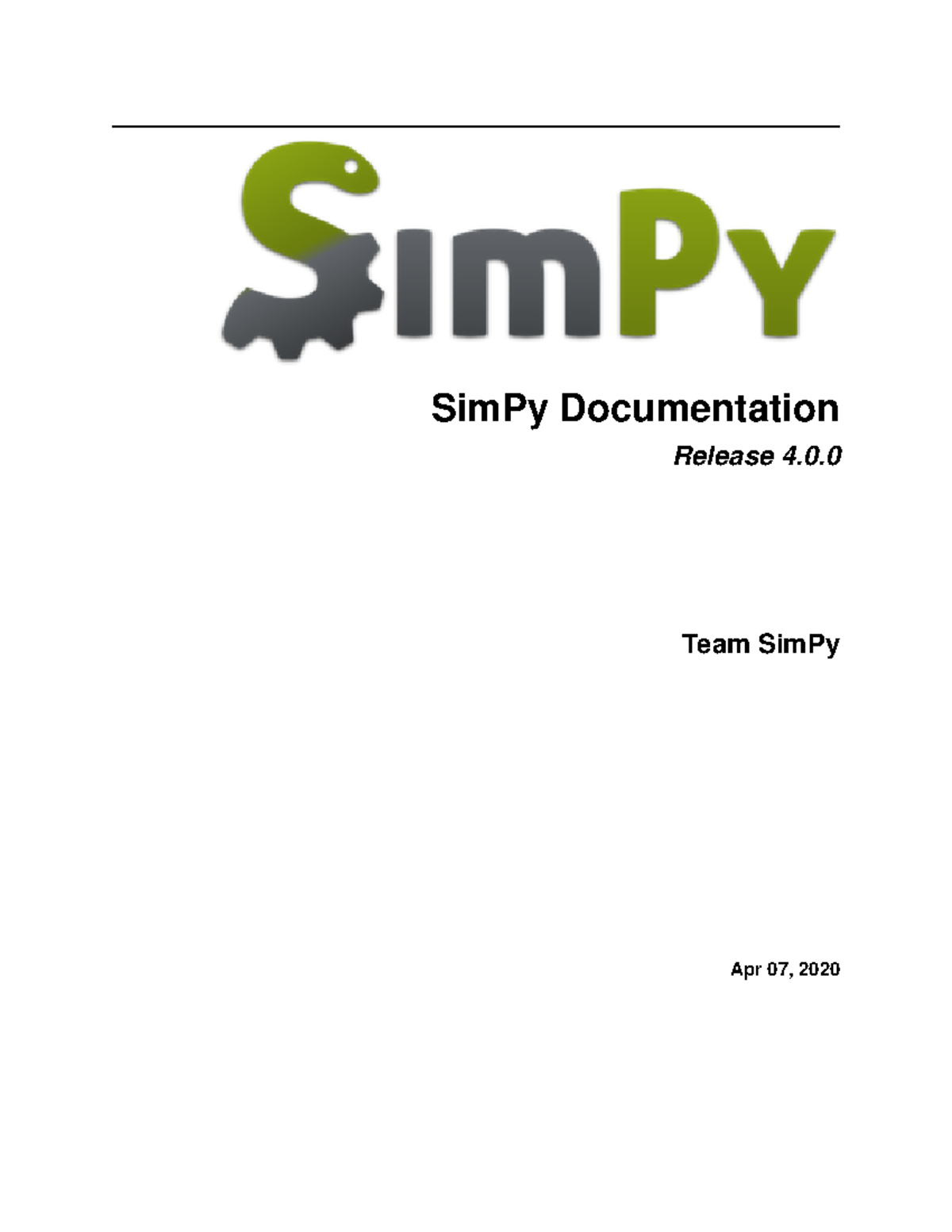 Simpy readthedocs io en 4 - SimPy Documentation Release 4. Team SimPy ...
