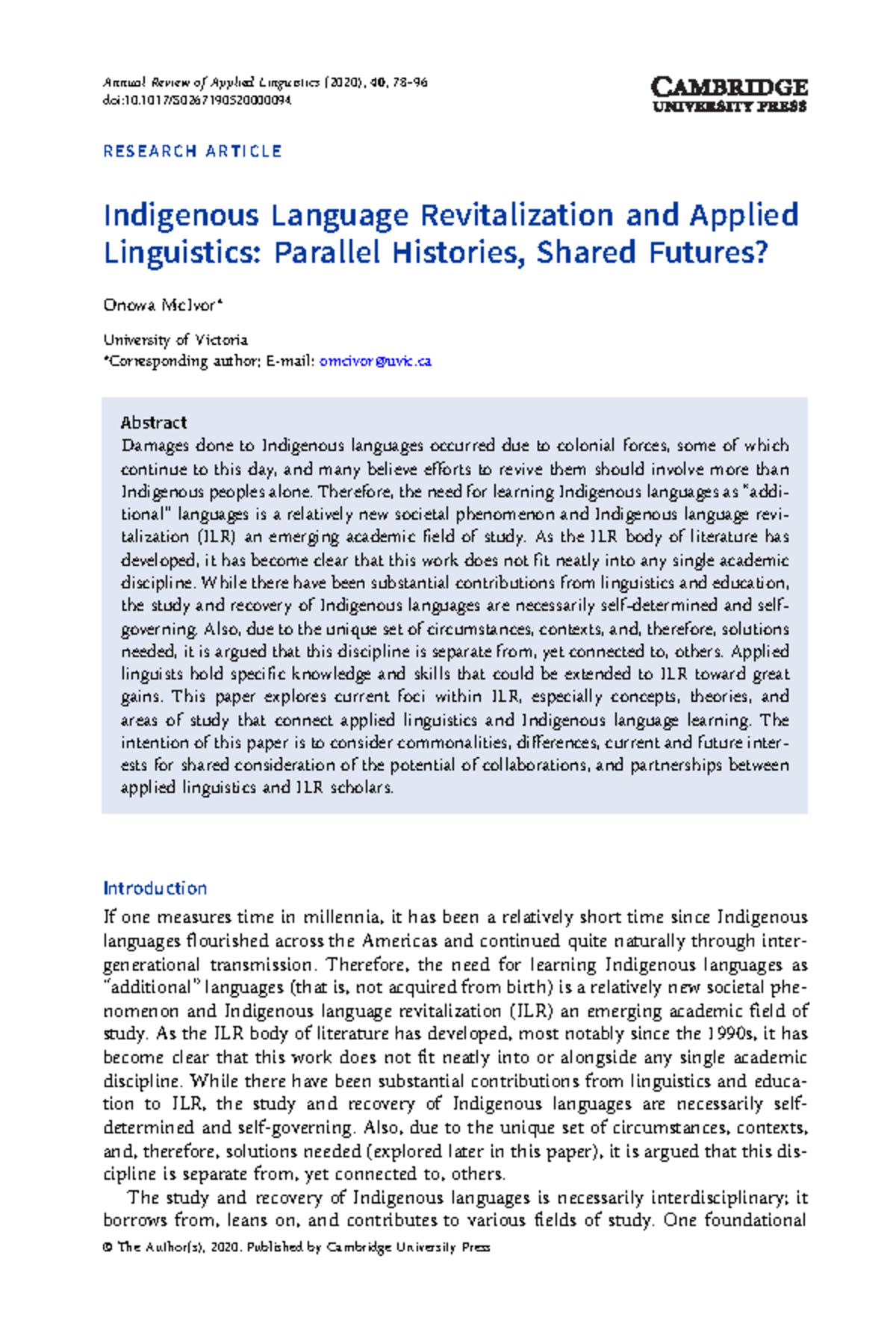 2020 - Indigenous Language Revitalization and Applied Lin [retrieved ...