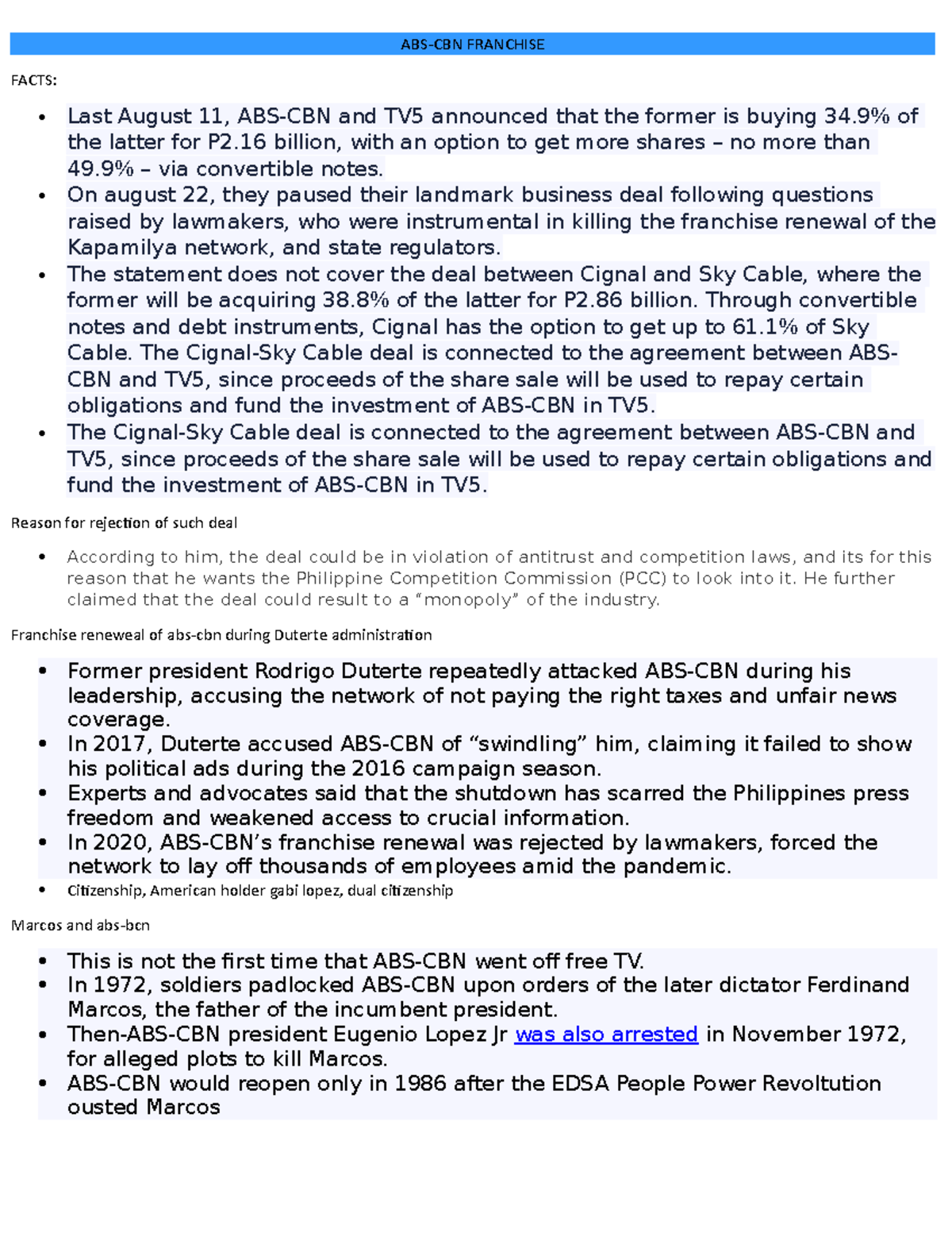 News update - None - ABS-CBN FRANCHISE FACTS: Last August 11, ABS-CBN ...