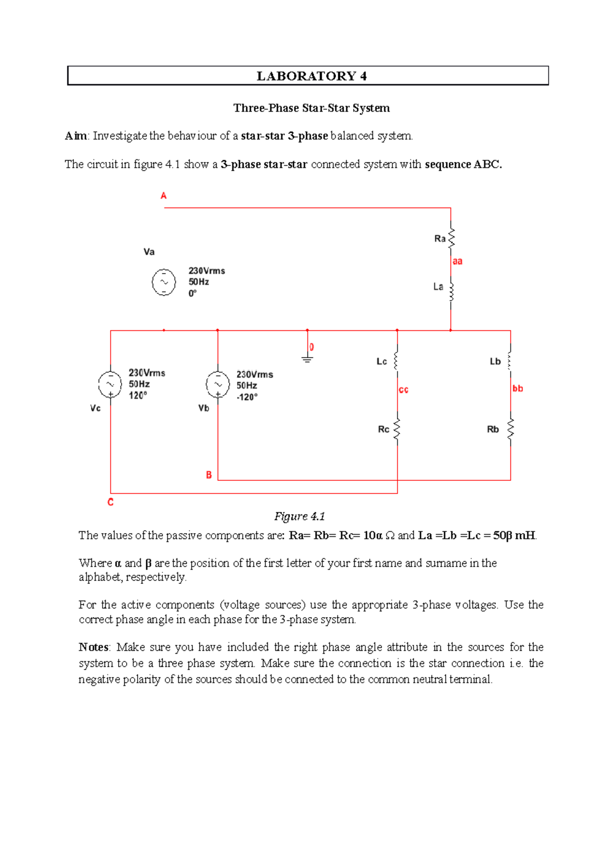 LAB 4 - Lab instructions for a Three-Phase Star-Star Systems based ...