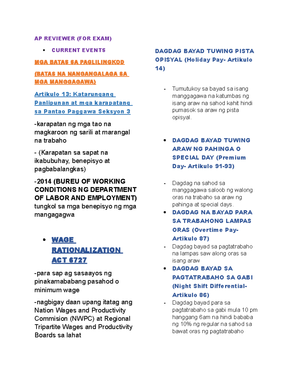 AP Reviewer 4th quarter - AP REVIEWER (FOR EXAM) CURRENT EVENTS MGA ...