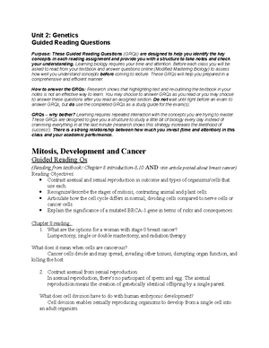 GRQ lesson 11 - GRQs - L11: Patterns of Inheritance I Guided Reading Qs (Chapter 9 selected ...