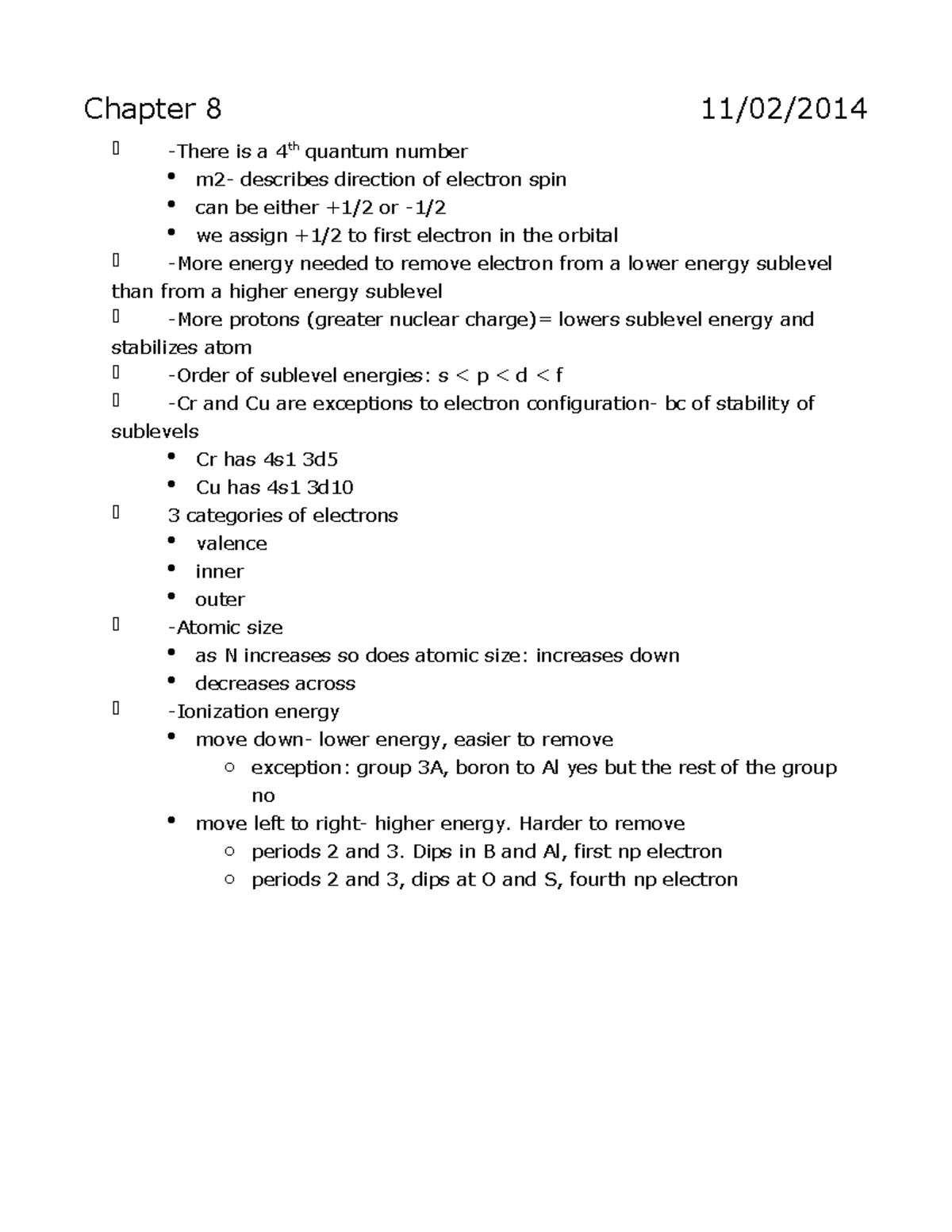 Chapter 8 - Lecture notes Ch 8 lecture - Chapter 8 11/02/2014 -There is ...