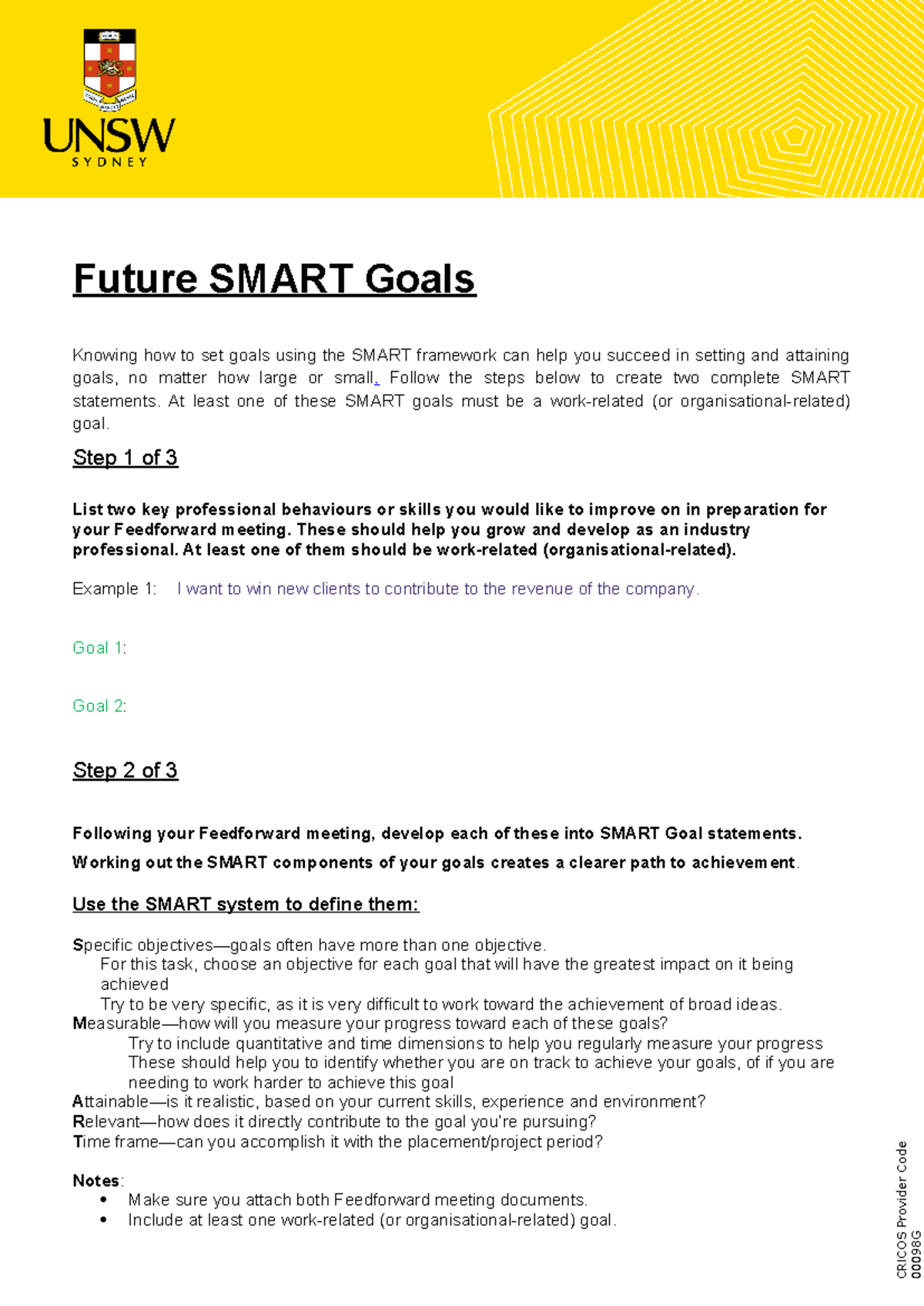 COMM2222 Smart Goals Template 2024 - Future SMART Goals Knowing how to ...