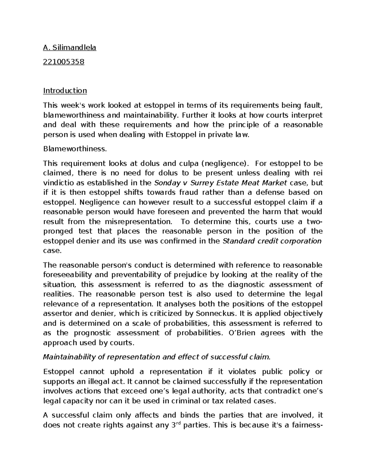 WEEK 9 Summary - A. Silimandlela 221005358 Introduction This week's ...