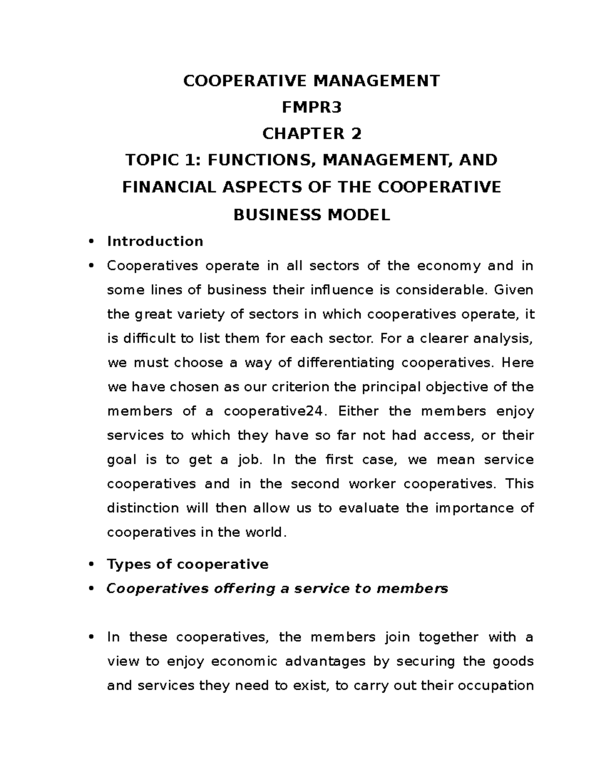Cooperative Management Chapter 2 Topic 1 AND 2 - COOPERATIVE MANAGEMENT ...
