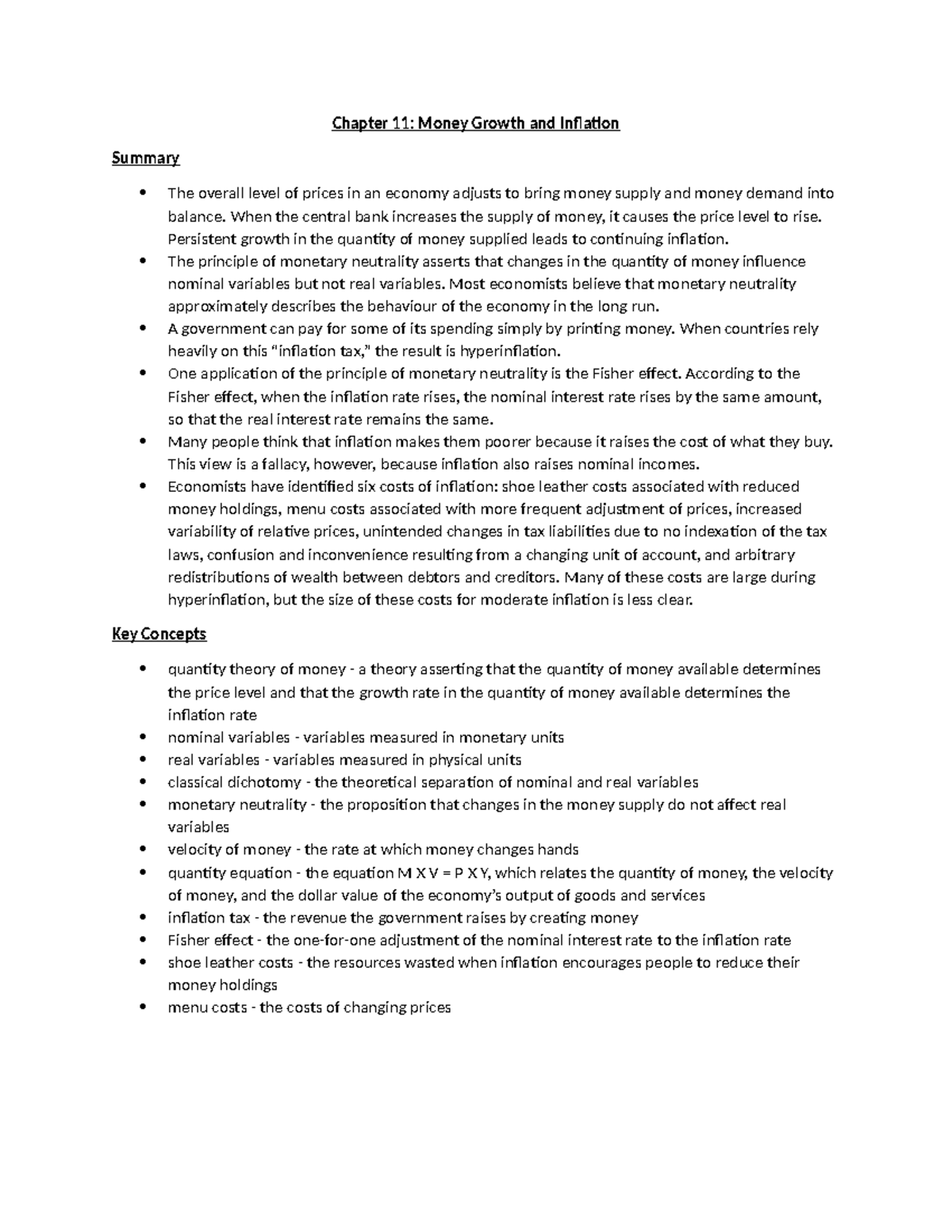 Chapter 11 - Money Growth and Inflation - Chapter 11: Money Growth and ...