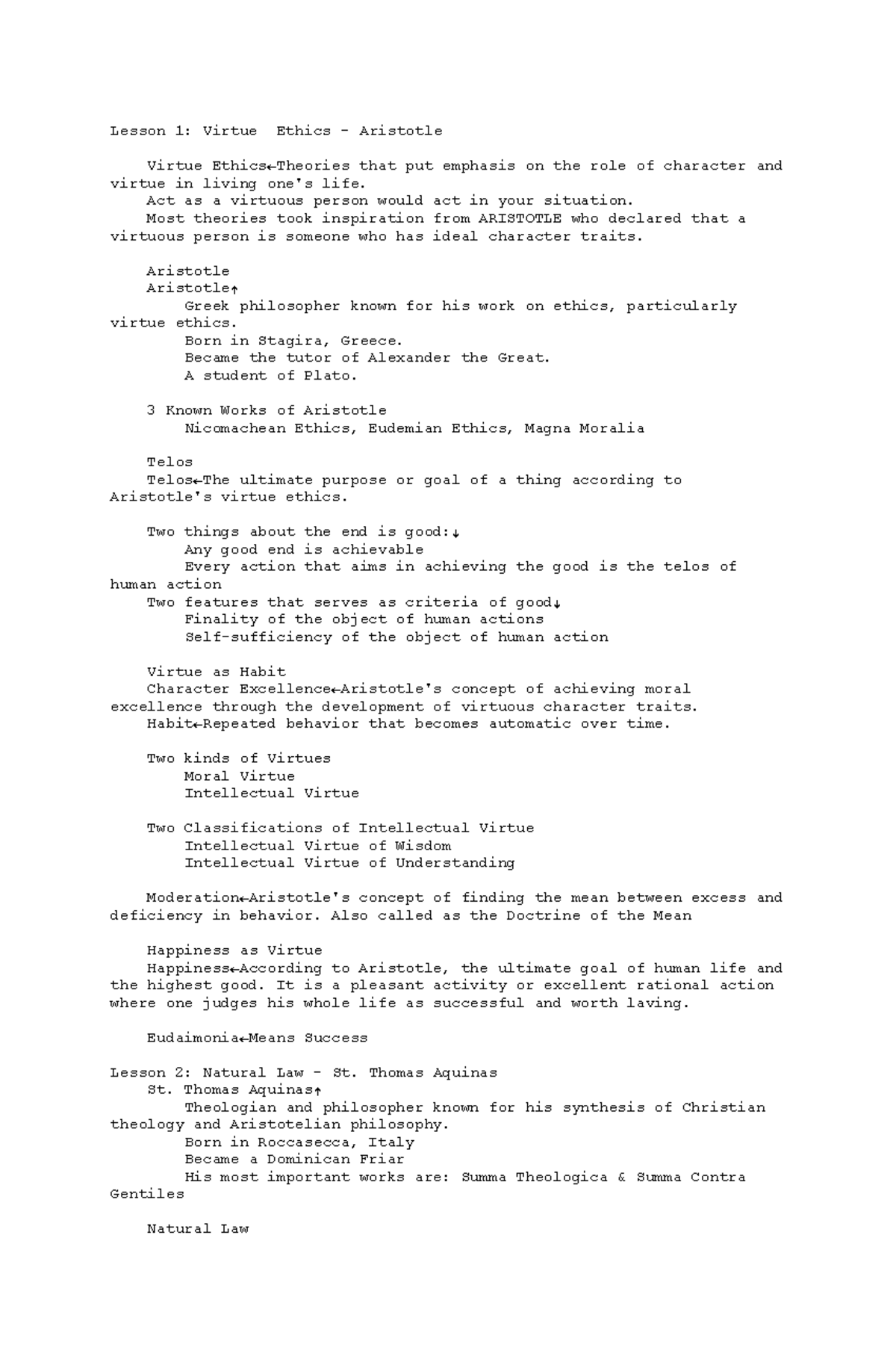 Chapter 3 Frameworks AND Principles Notes - Lesson 1: Virtue Ethics ...