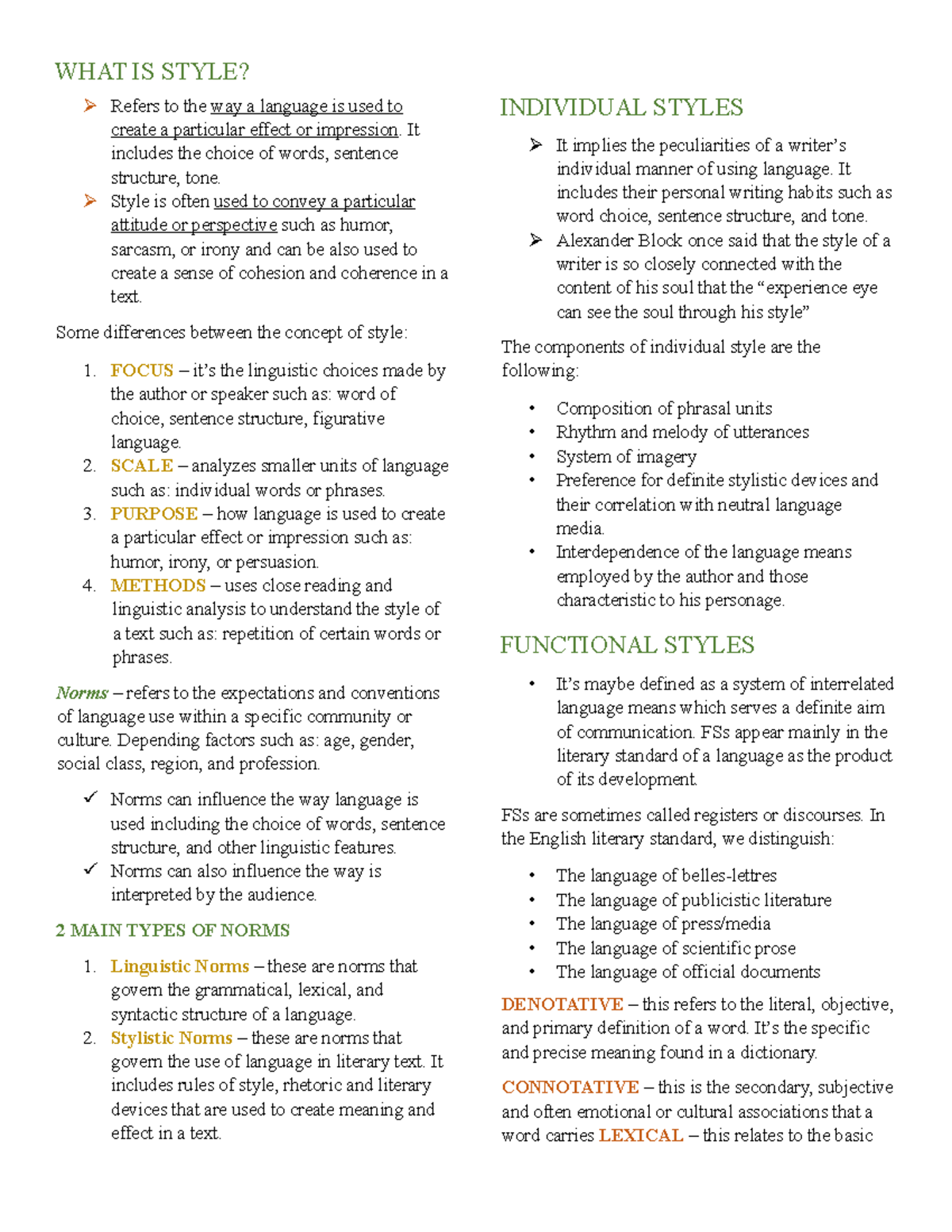 Stylistics- Reviewer - WHAT IS STYLE? Refers to the way a language is ...