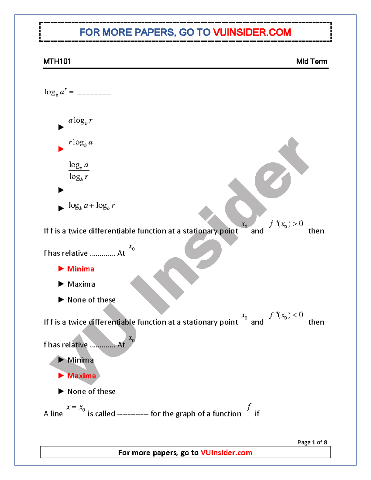MTH101 Mid Term Past Paper BY Asfand YARR - english file - VU - Studocu