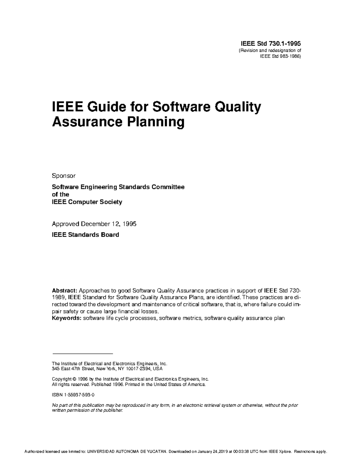 7301-1995 Guide for Software Quality Assurance Planning - The Institute ...