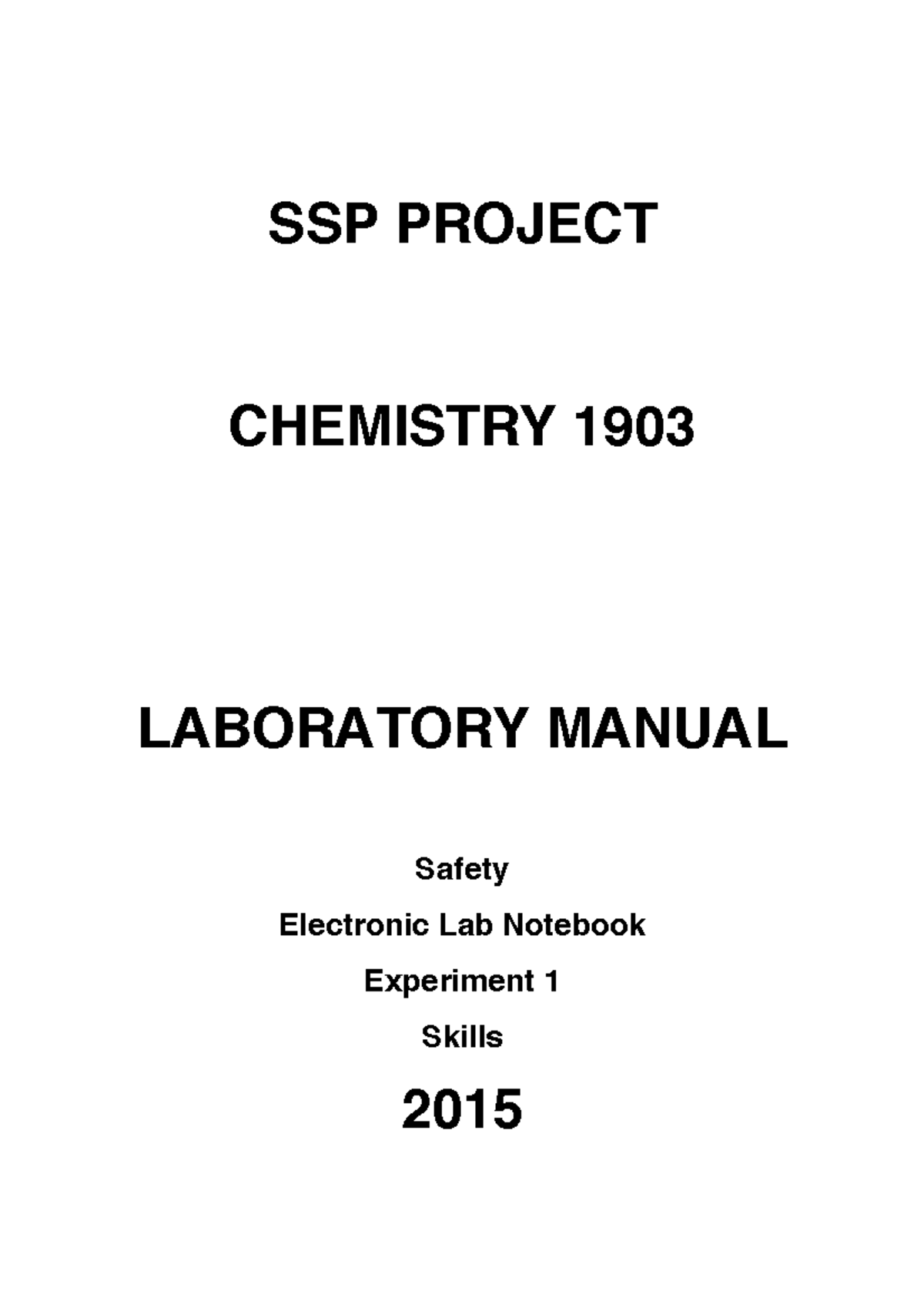 Chemistry SSP Manual 2015 - SSP PROJECT CHEMISTRY 1903 LABORATORY ...