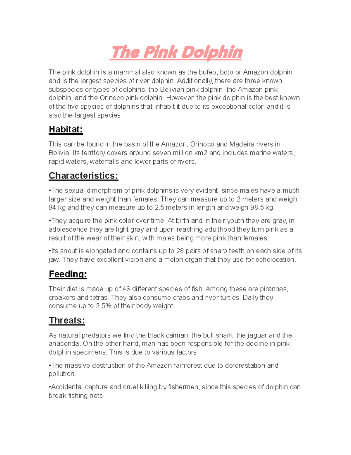 Daniel León-Ingles - Practicas de ingles - The Pink Dolphin The pink ...