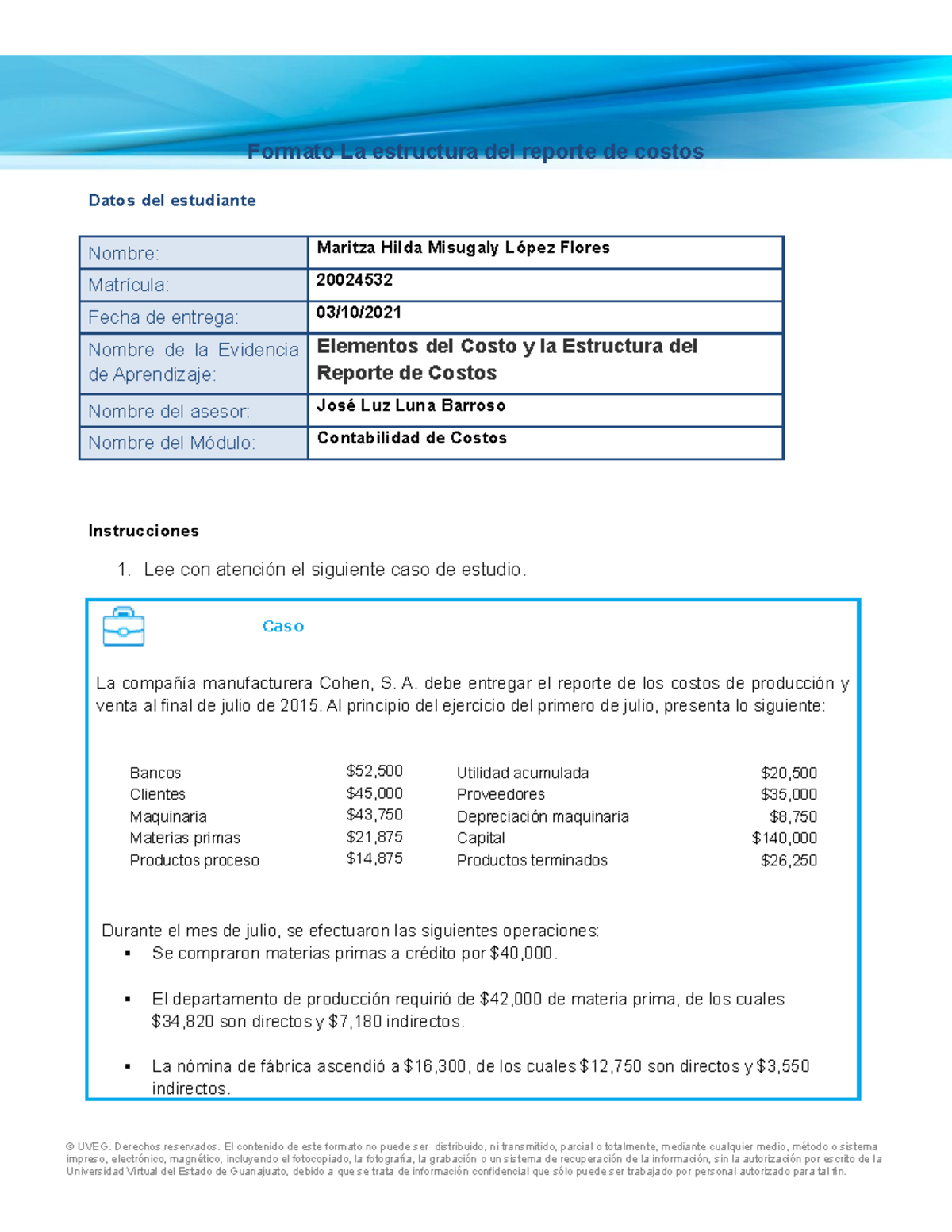 Reporte de contabilidad 1 semestre - Formato La estructura del reporte ...