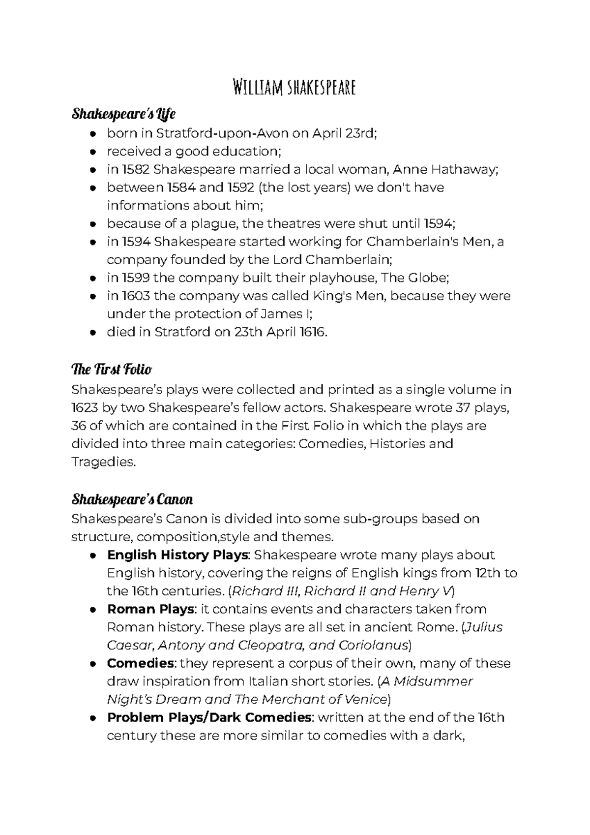 William Shakespeare and Composition* - William shakespeare Shakespear ...
