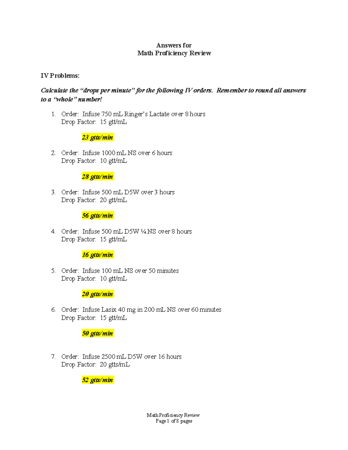 Math Proficiency Review Spring - Answers - Answers for Math Proficiency ...