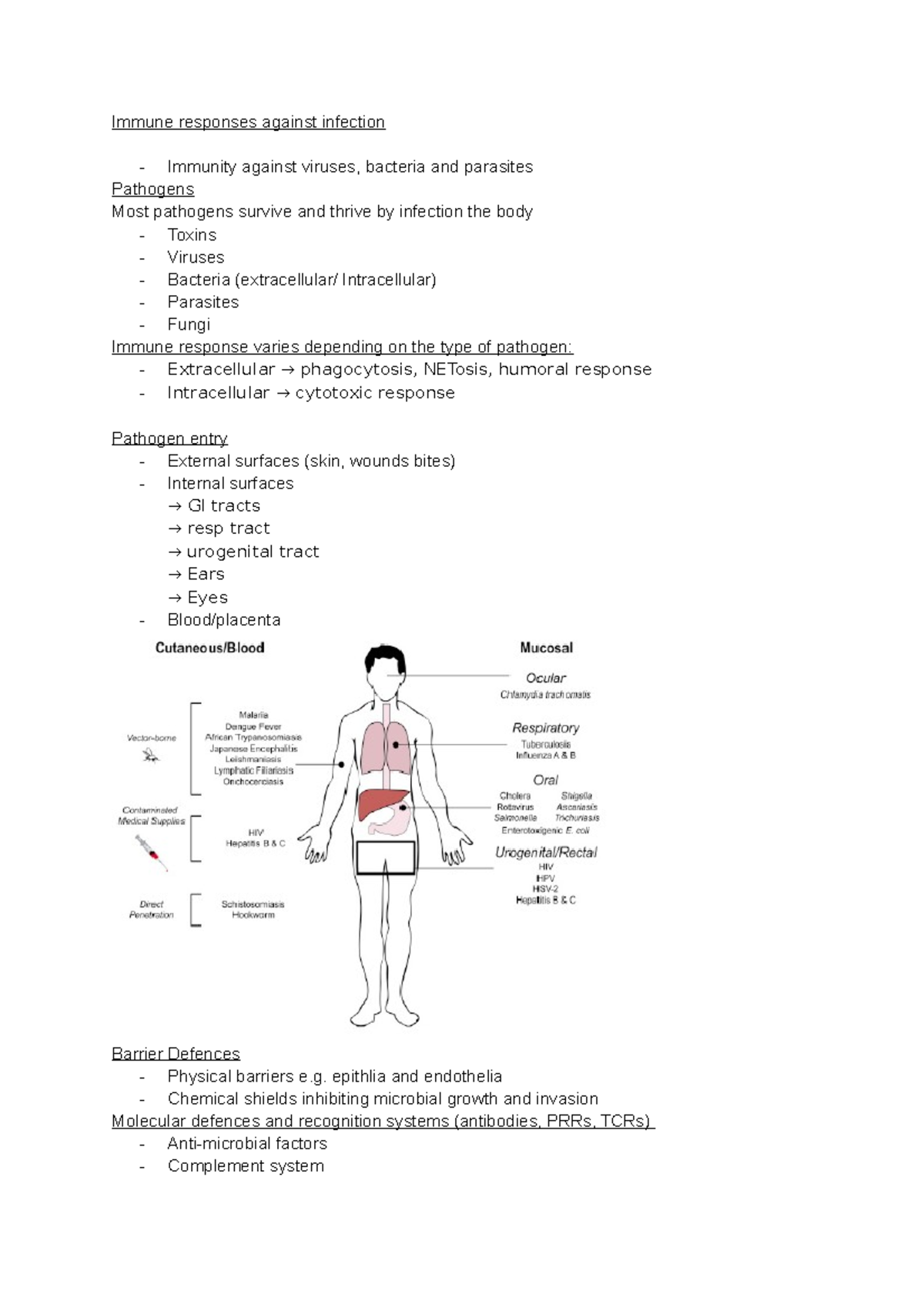 Immunology - Lecture 15 (Immunity against pathogens) - Immune responses ...