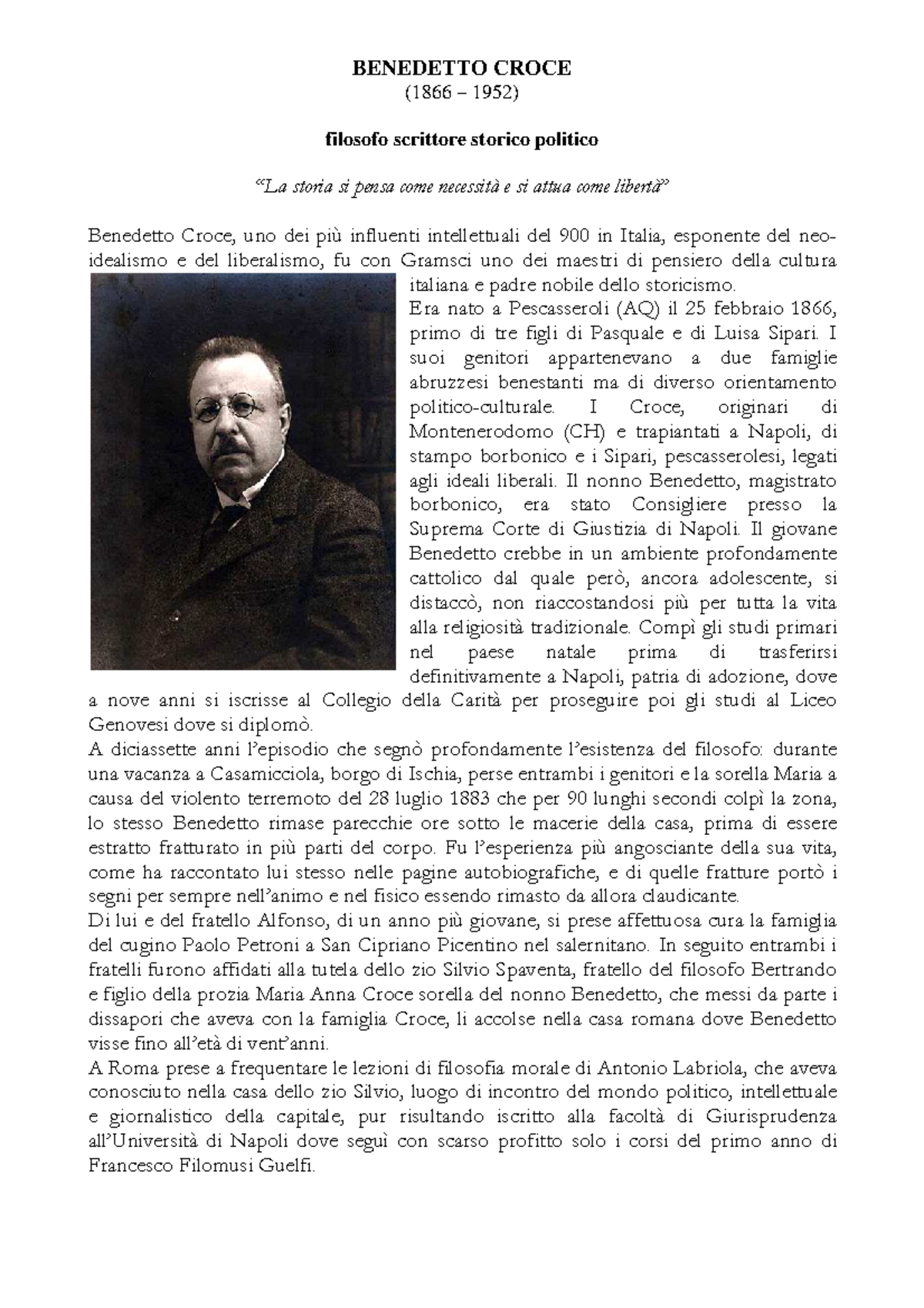 Croce - Ricerca - BENEDETTO CROCE (1866 – 1952) filosofo scrittore ...