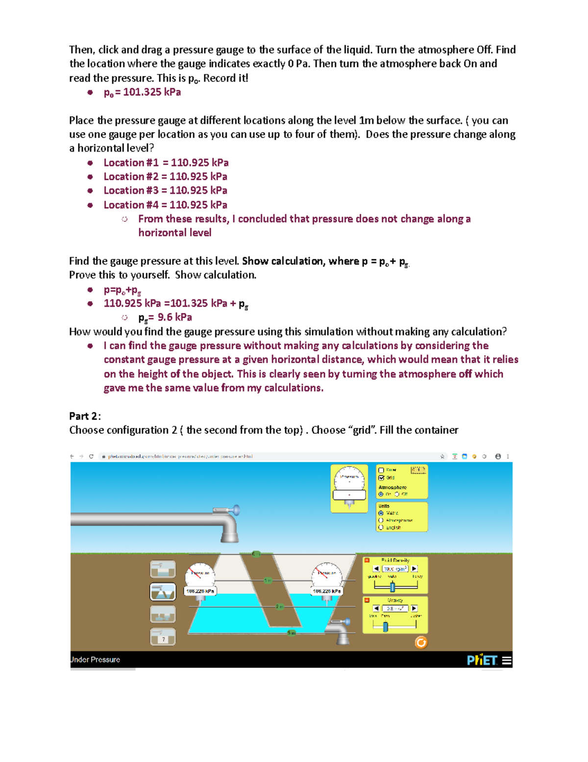 2020-general physics(physics 110)-lab9 - Then, click and drag a pressure gauge to the surface of ...