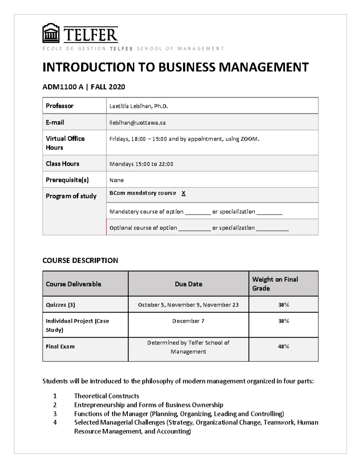 Adm1100 Syllabus Warning Tt Undefined Function 32 É C O L E D E G E S T I O N Telfer S C H