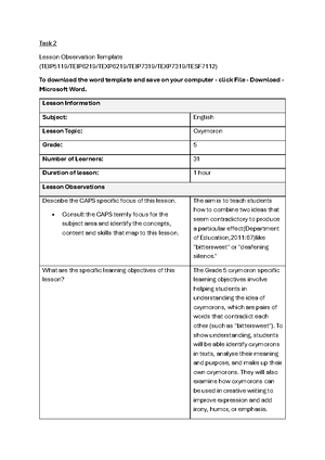 English summative assignment 1 - Name: Thandeka Surname: Smith ST ...