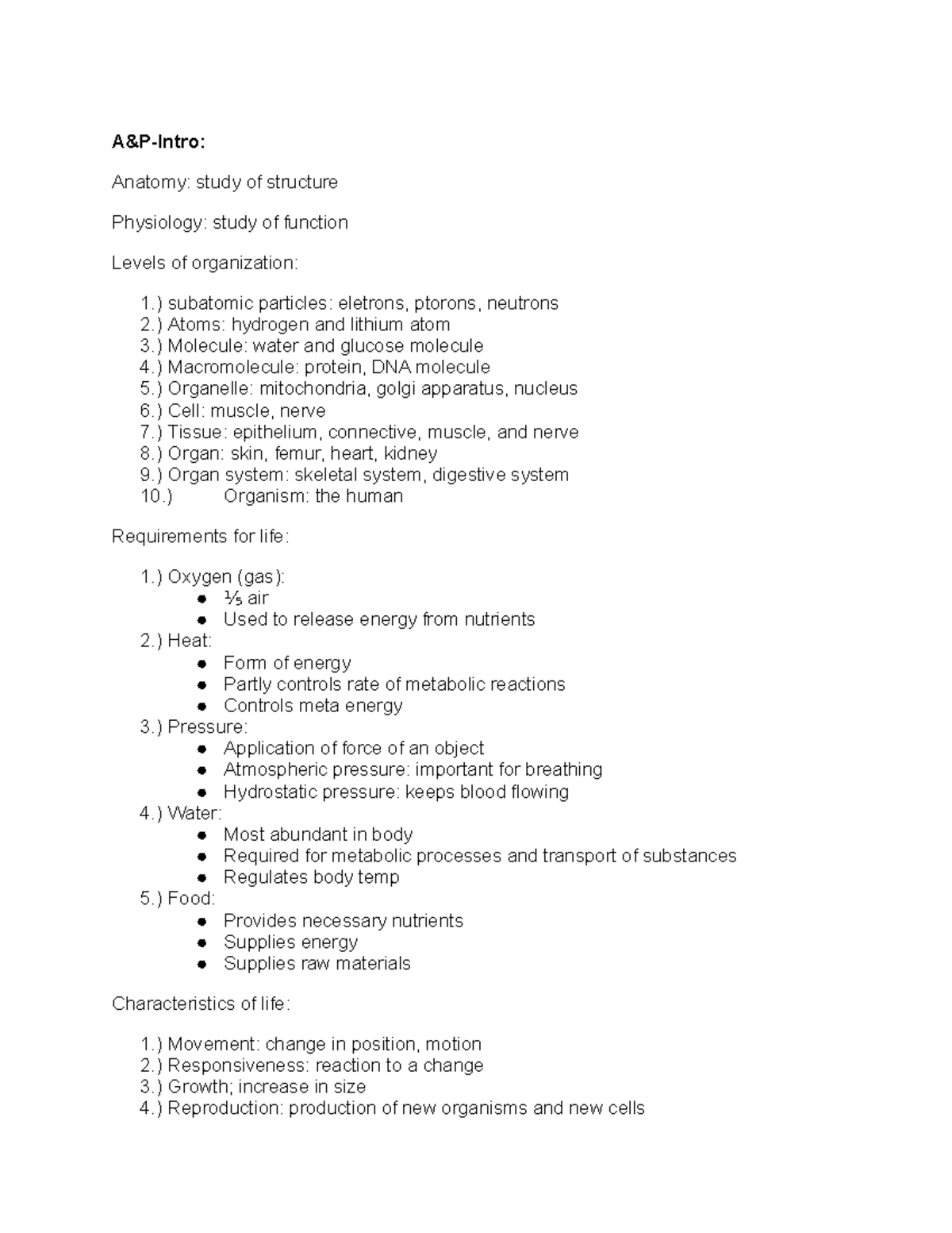 Exam 1 Anatomy anf physiology - A&P-Intro: Anatomy: study of structure ...