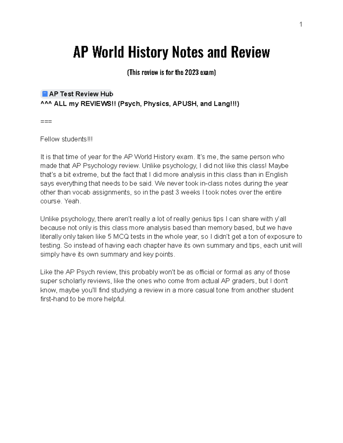 AP World History Notes and Review - It’s me, the same person who made ...