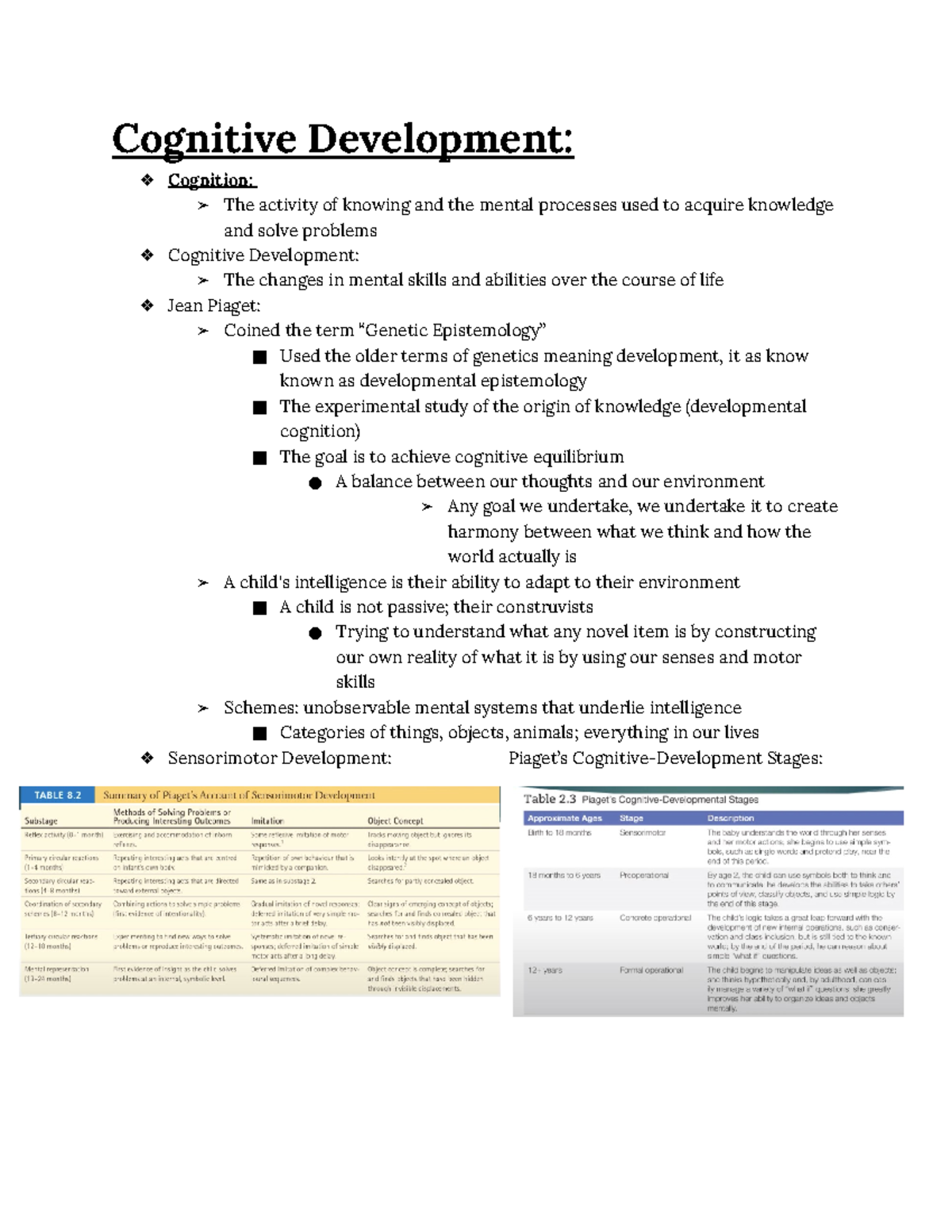 Week 7 of Childhood Development - Cognitive Development: Cognition: The ...