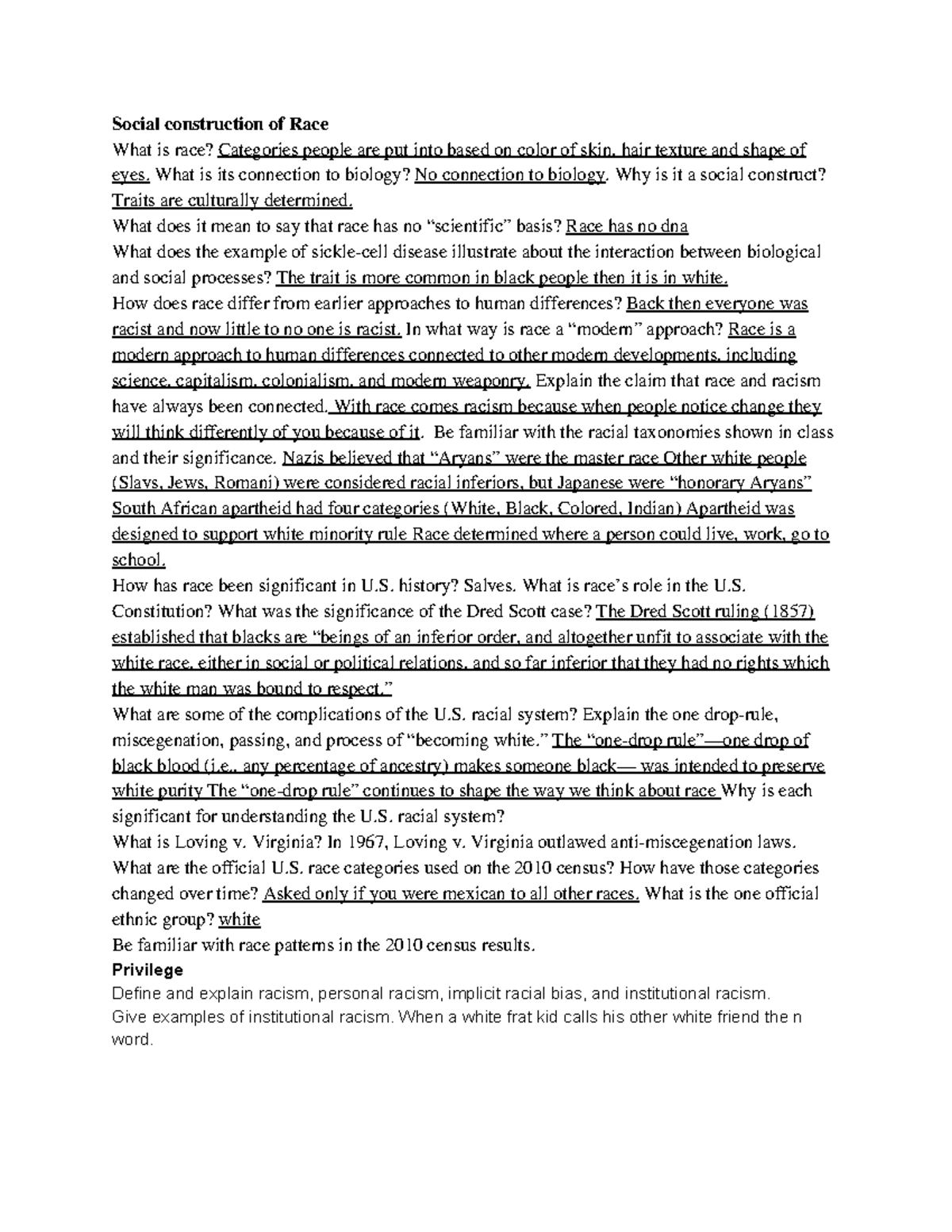 Soc study notes - Social construction of Race What is race? Categories ...