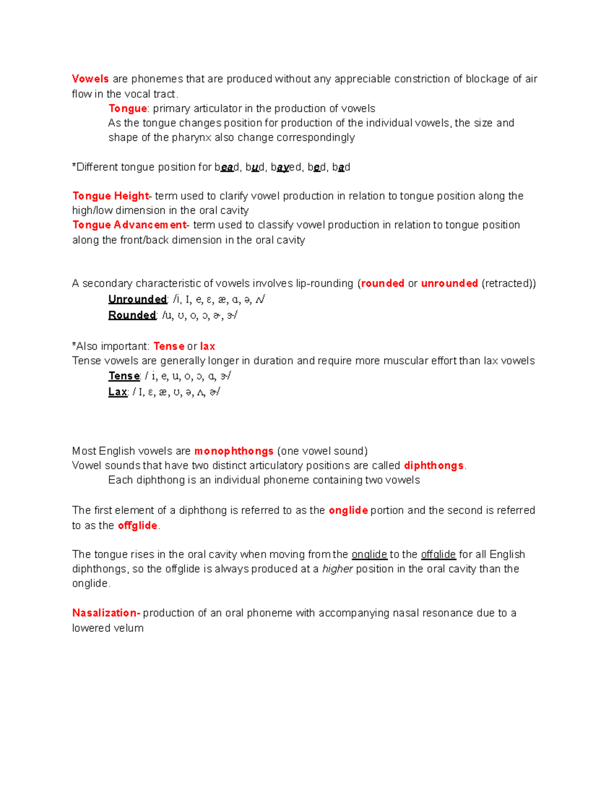 Intro to Vowels - Vowels are phonemes that are produced without any ...