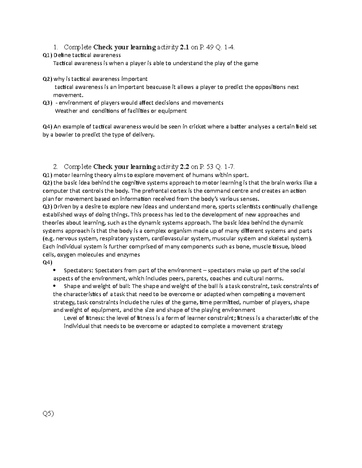 Complete Check your learning activity 2 - 49 Q. 1-4. Q1) Define ...