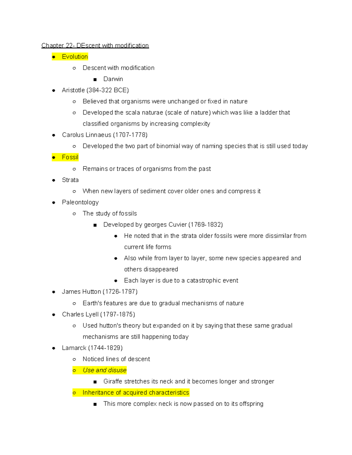 Biodiversity Lecture - Summary Campbell Biology - Chapter 22- DEscent ...