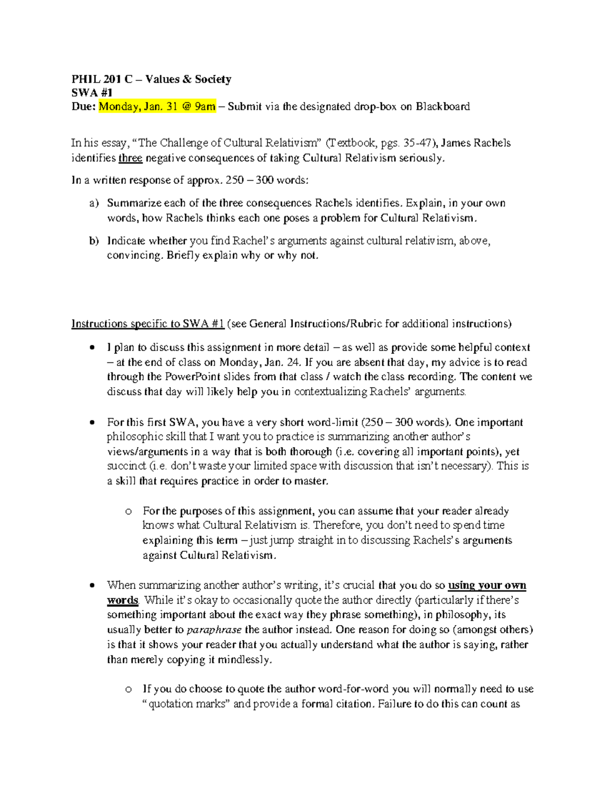 Short Writing Assignment 1 - Phil550 - UAlberta - Studocu