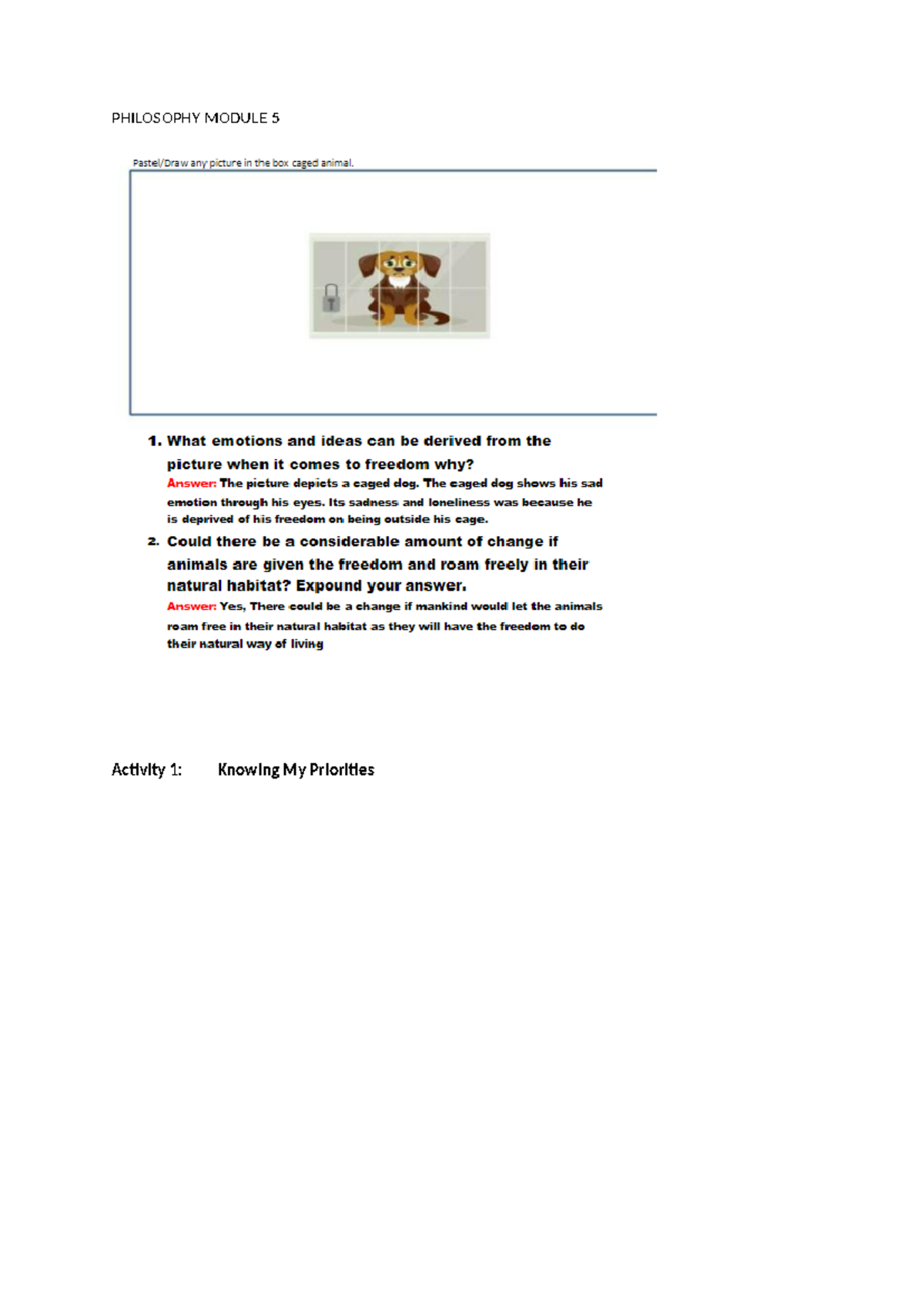 Philosophy Module 5 TO 8 - PHILOSOPHY MODULE 5 Activity 1: Knowing My ...