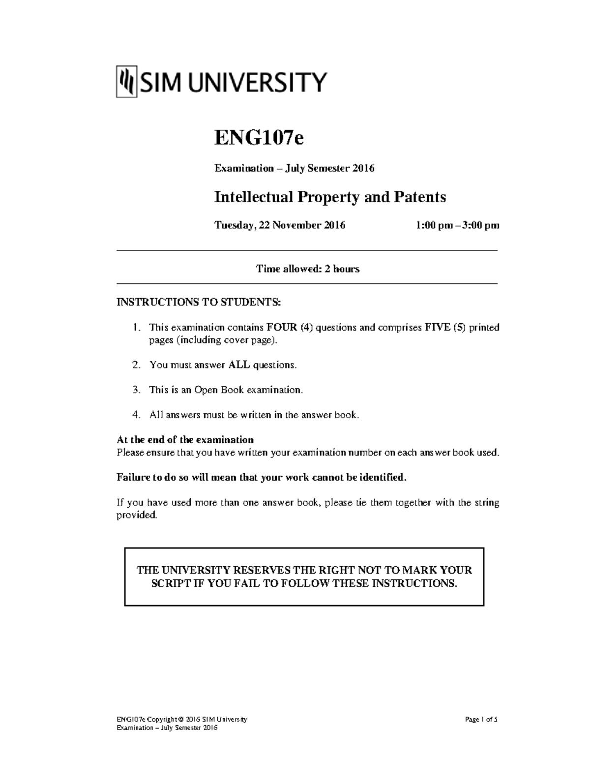 ENG107 JUL 2016 EQP 1481007886712 - ENG107e Copyright © 2016 SIM ...