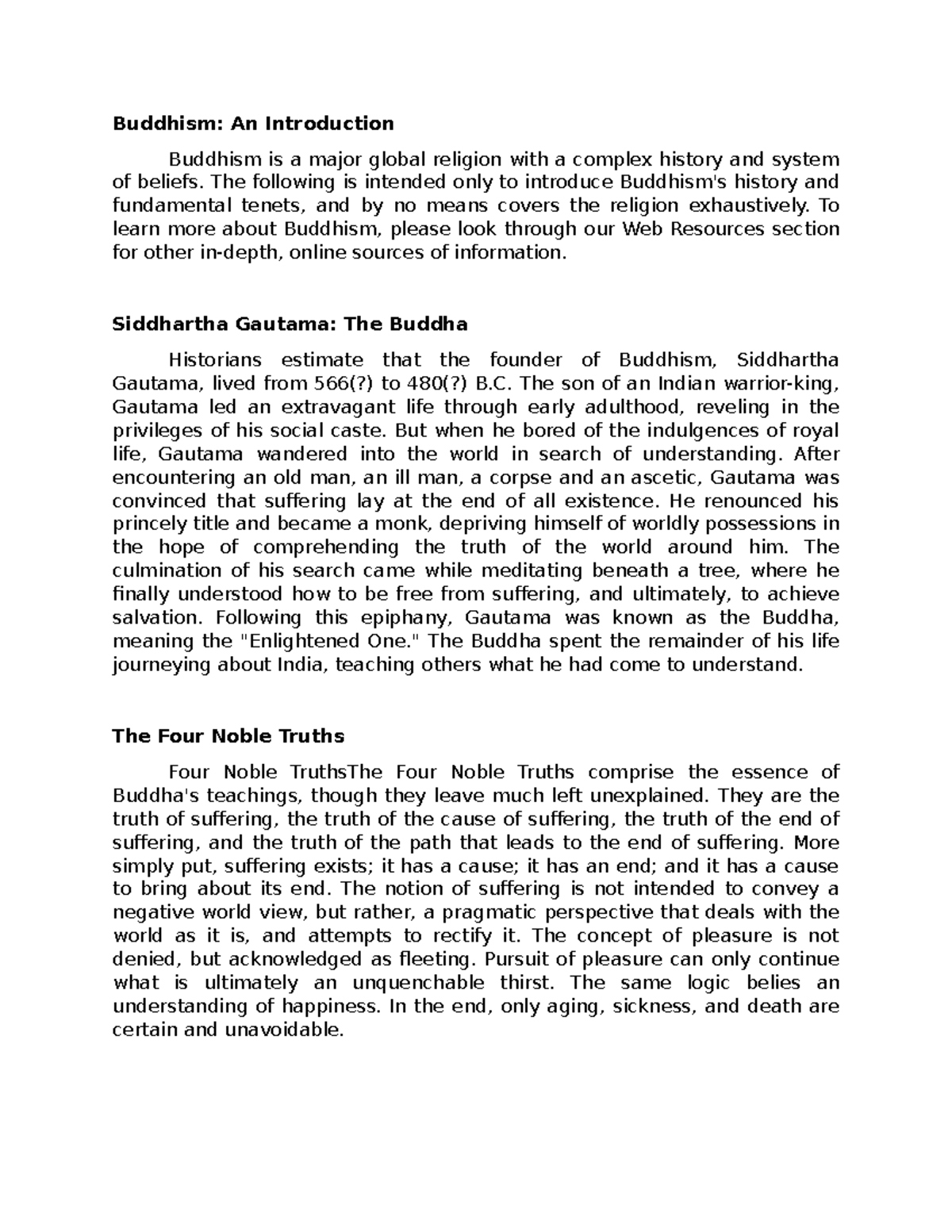 Buddhism - Notes - Buddhism: An Introduction Buddhism is a major global ...