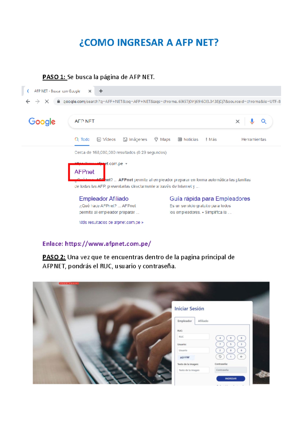 Afpnet - Literatura - ¿COMO INGRESAR A AFP NET? PASO 1: Se busca la ...